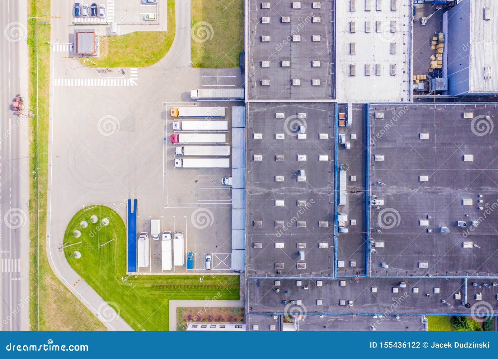 Aerial Top View of Truck and Cargo Trailer Unloading in Logostics ...