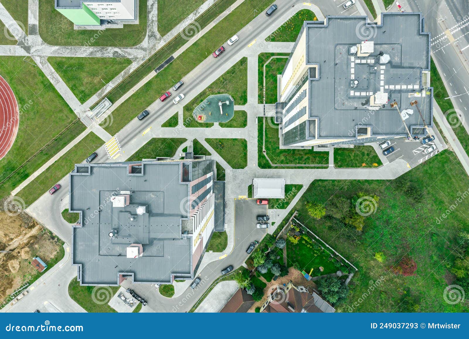 Aerial Top View of Typical Multistory Apartment Complex. Drone Photo ...