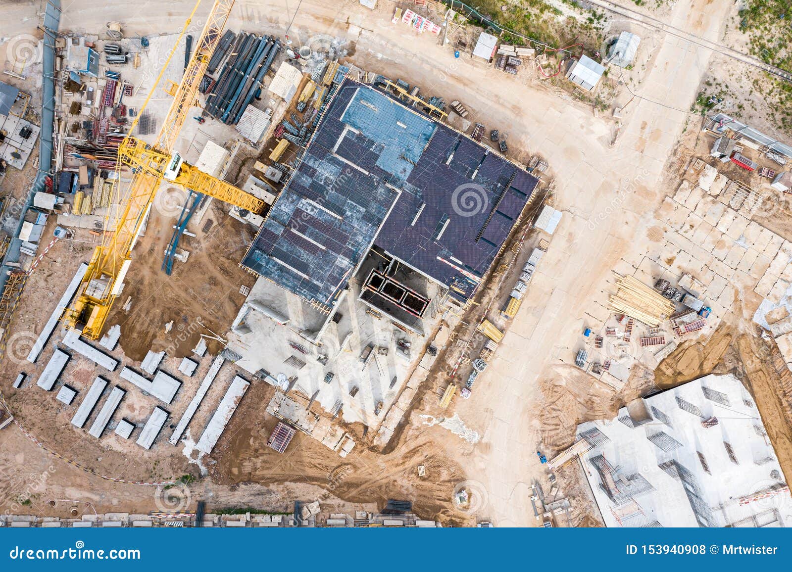 Aerial Topdown View of High-rise Apartment Building Construction Stock ...