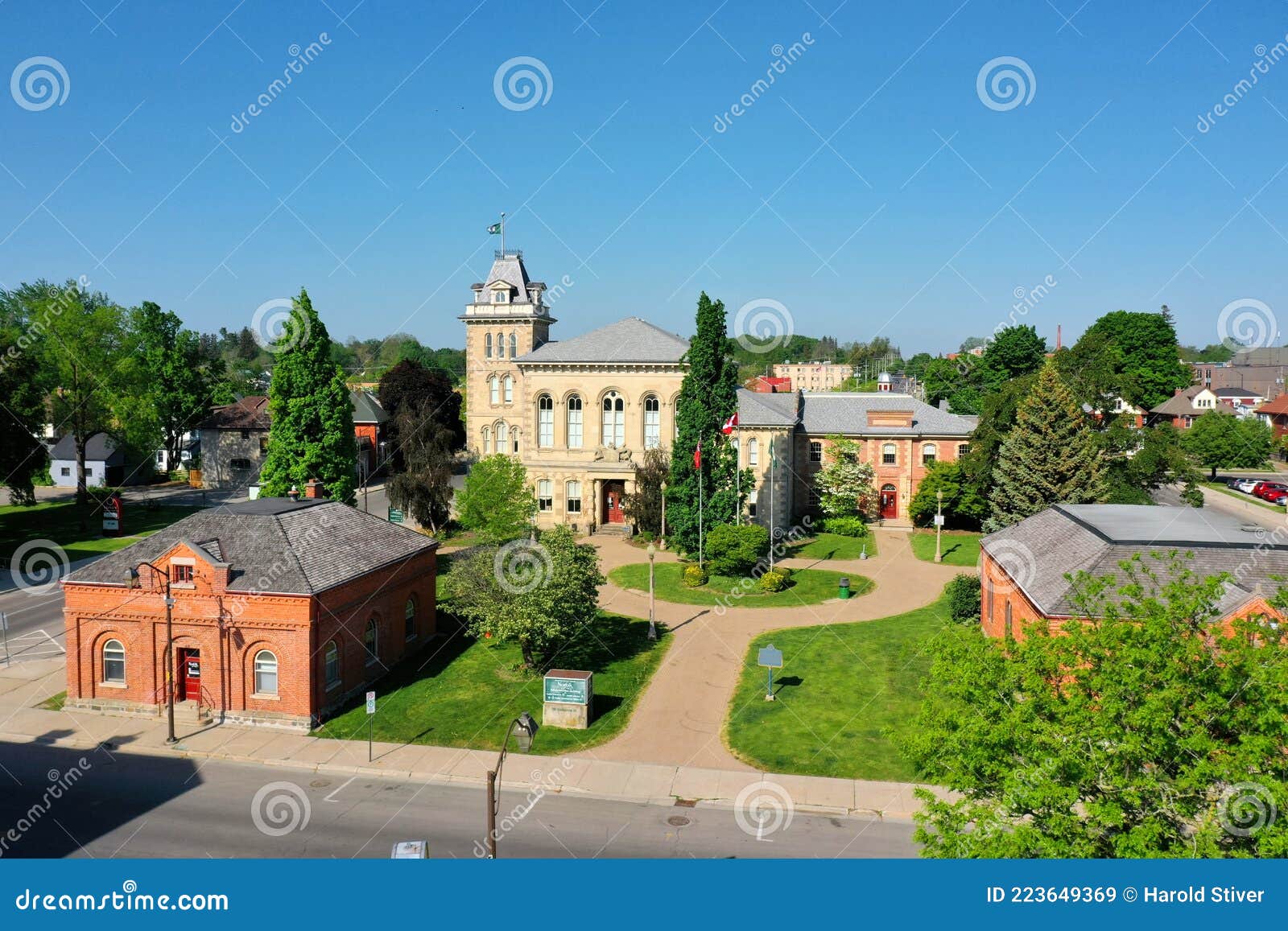 Aerial of the Town Hall in Simcoe, Ontario, Canada Editorial Stock ...