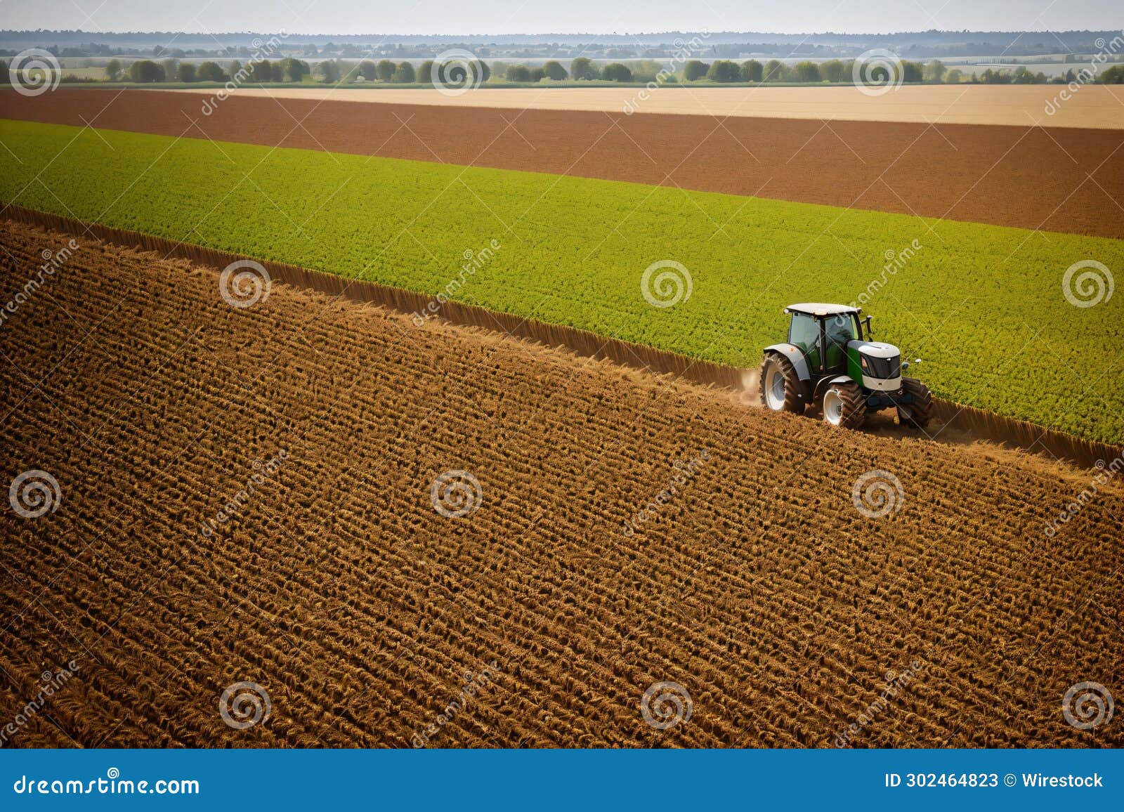 Aerial of a Tractor Moving through a Rural Landscape, AI-generated ...
