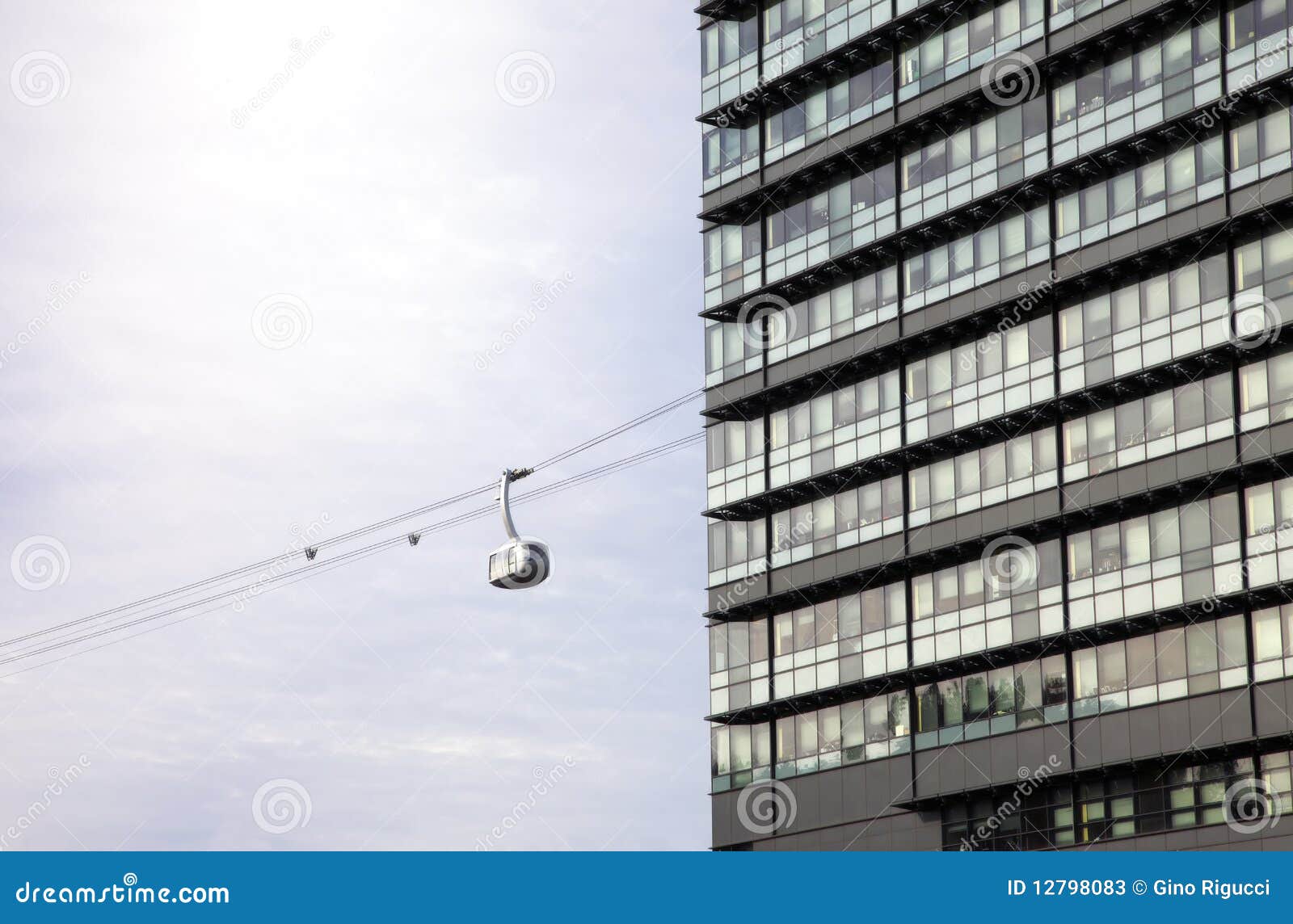 Aerial Tram & Building. Stock Image - Image of cables, perspective ...