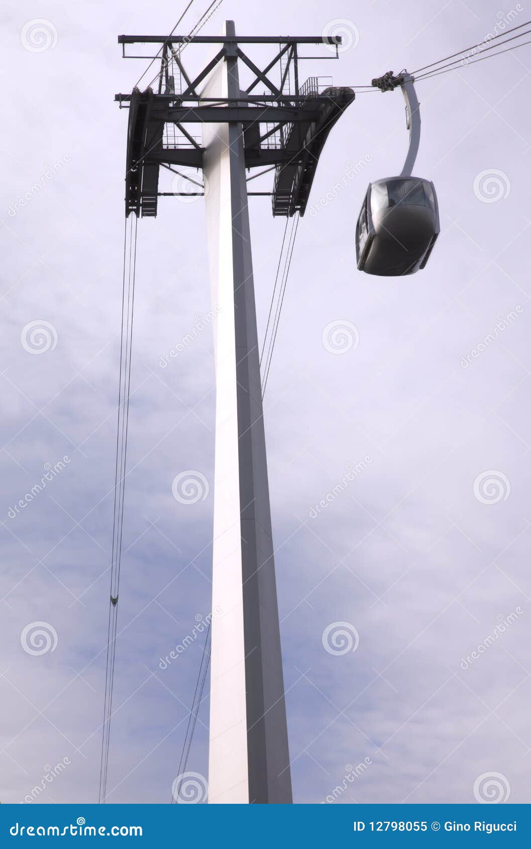 Aerial tram and a tower. stock image. Image of places - 12798055