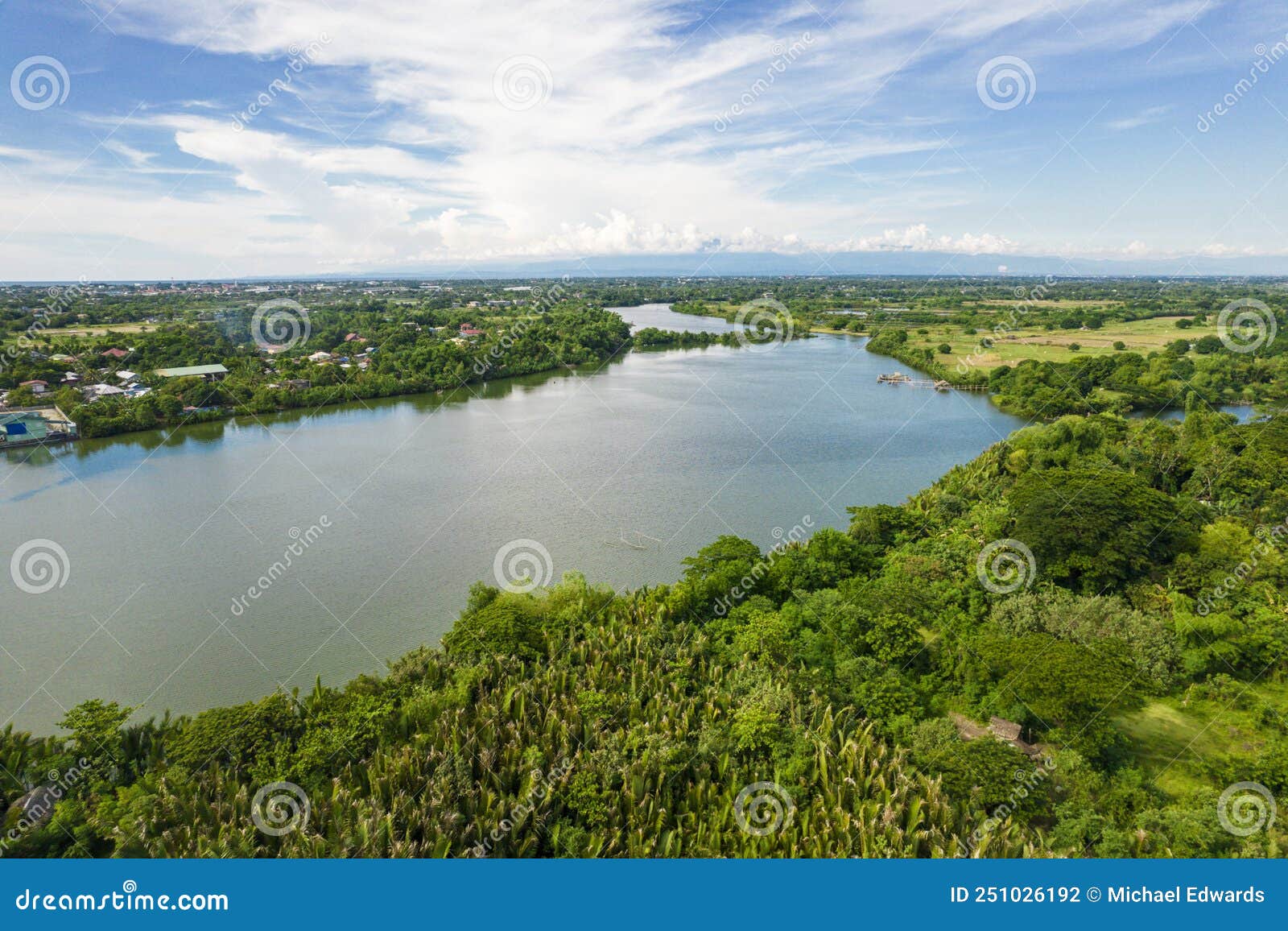 Aerial of a Tributary of the Agno River in Pangasinan Stock Photo ...