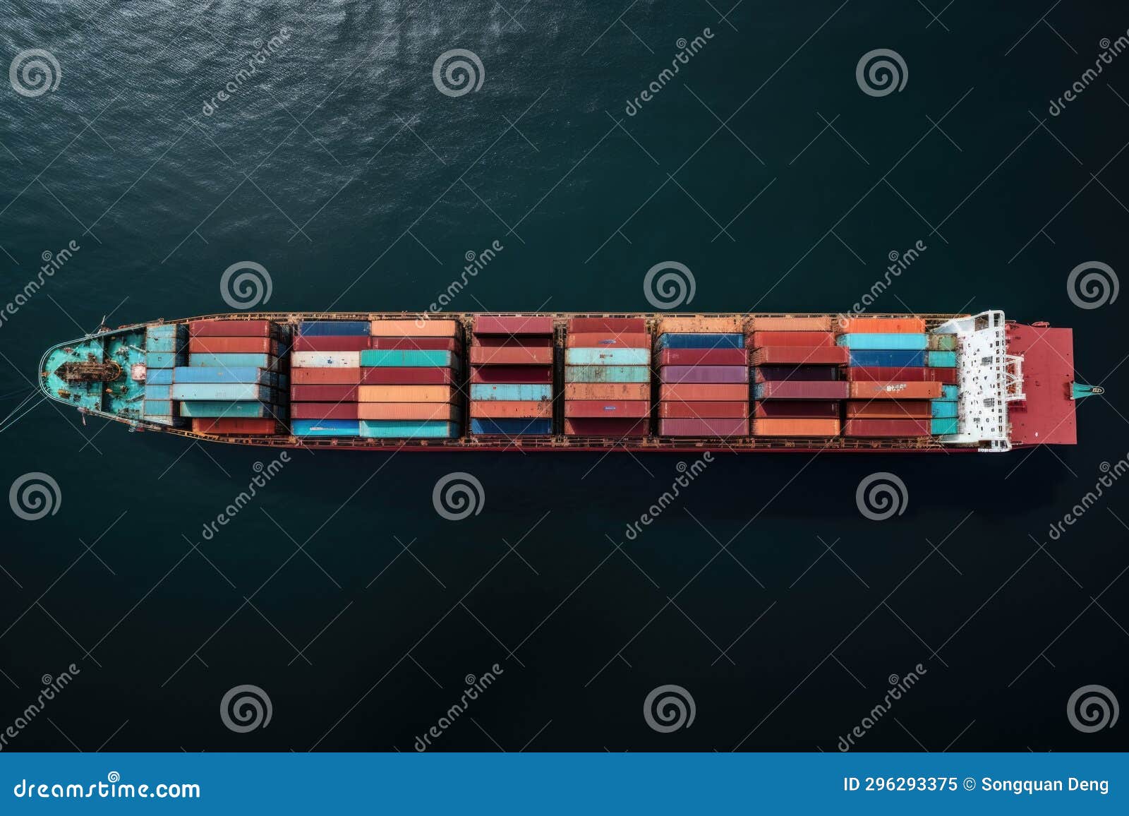Aerial Veiw of a Cargo Ship Loaded with Cargo Container Box in Sea ...