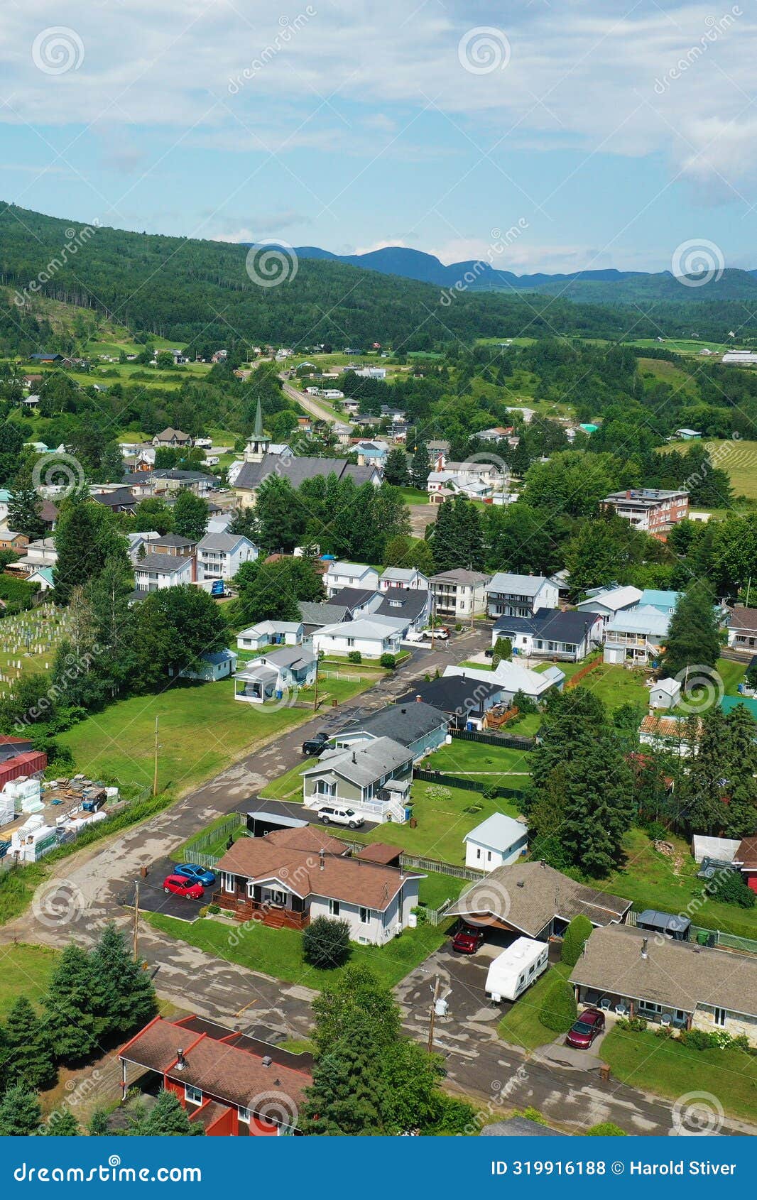 Aerial Vertical of Baie-Saint-Paul, Quebec, Canada in Spring Stock ...