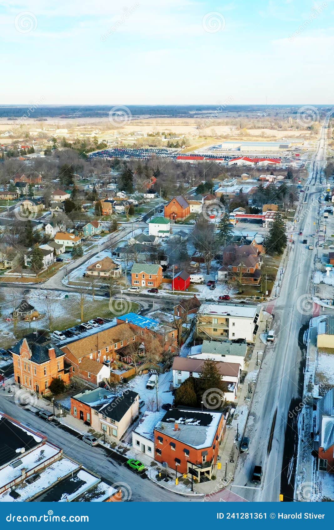 Aerial Vertical Scene of Cayuga, Ontario, Canada in Winter Stock Image ...