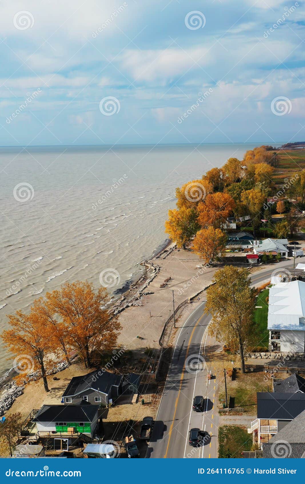 Aerial Vertical View of Long Point, Ontario, Canada in Autumn Stock ...