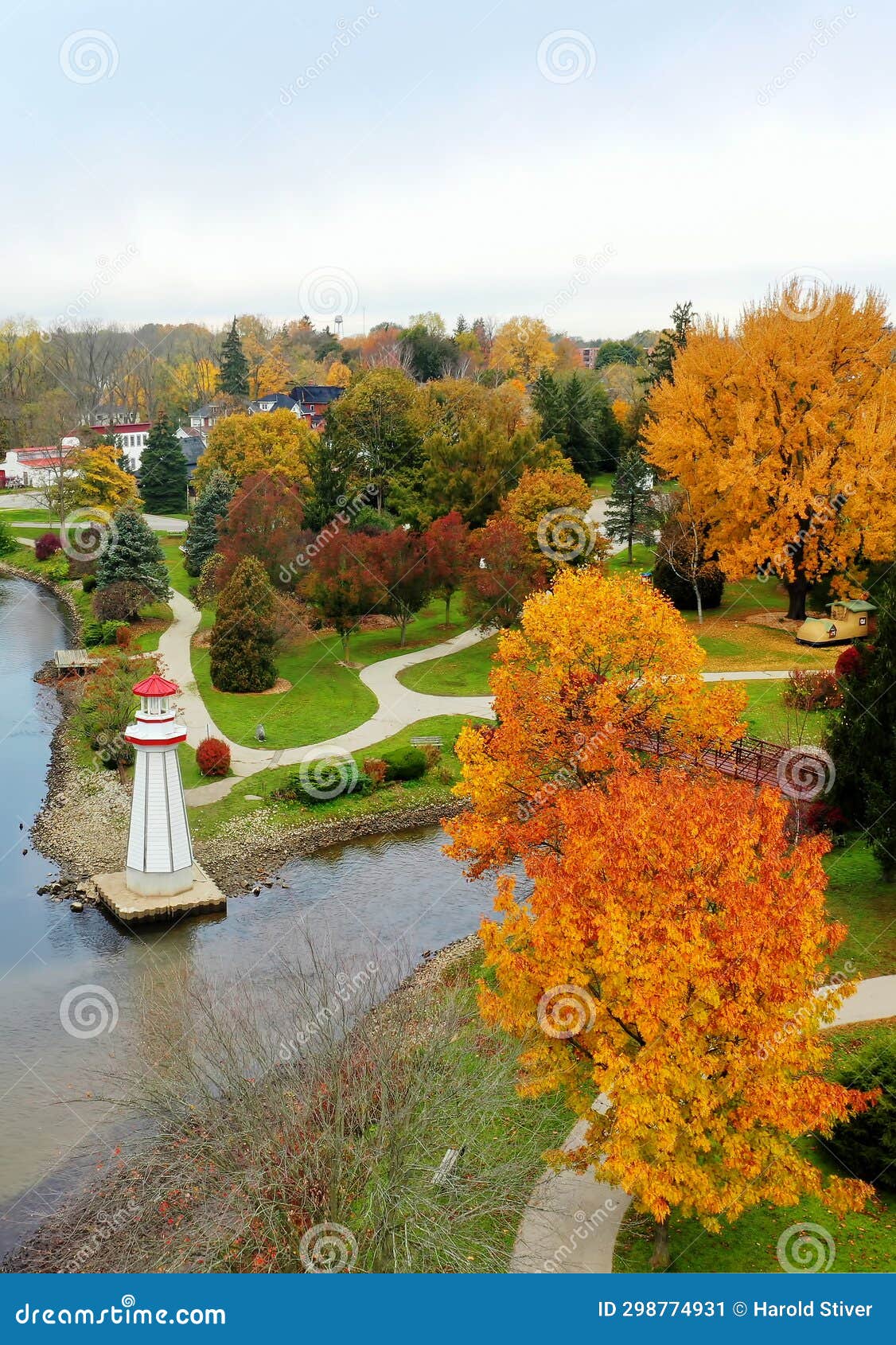 Aerial Vertical of Wellington Park in Simcoe, Canada Stock Image ...