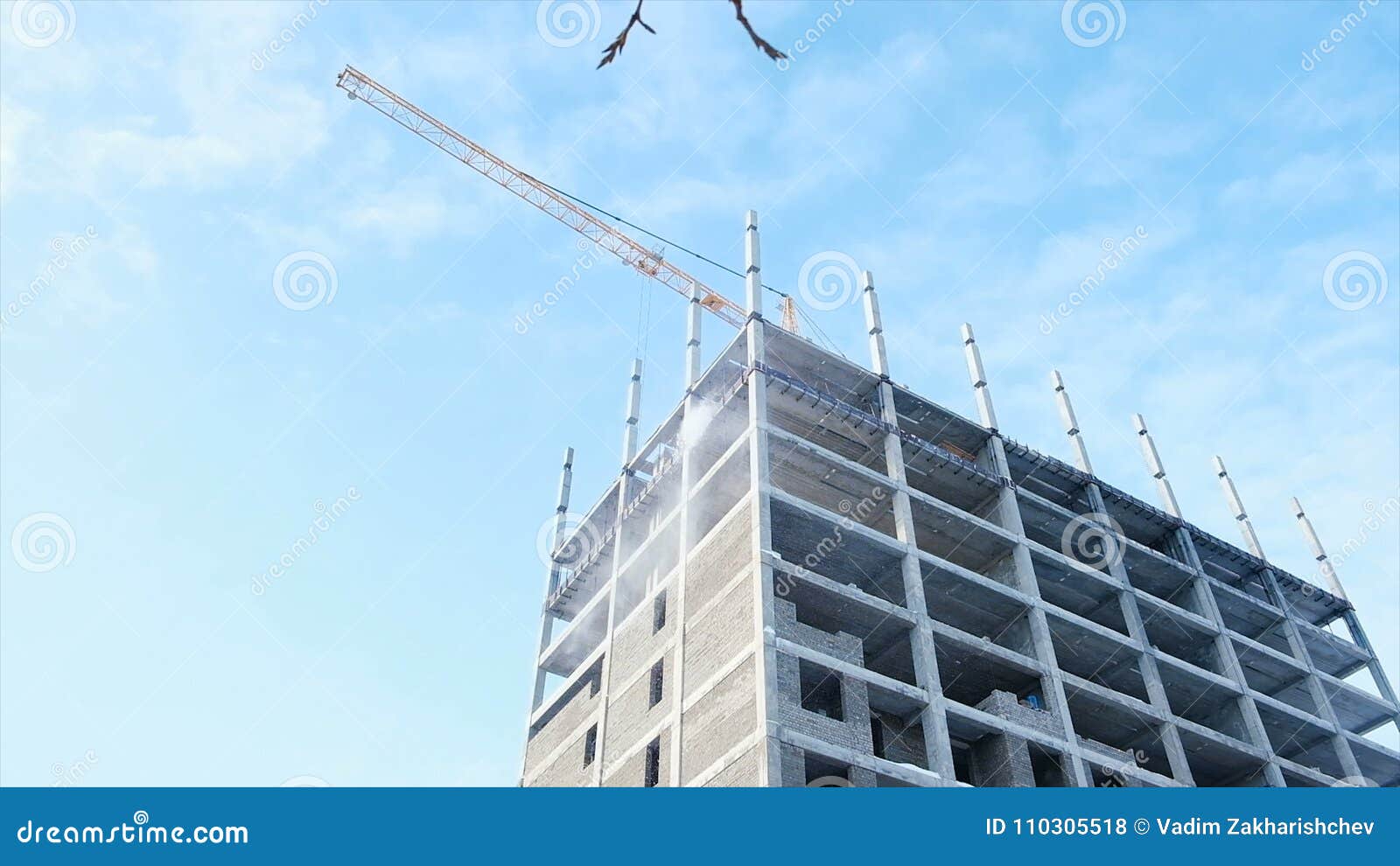Aerial Video Side View of Under Construction Multi-storey Building of ...