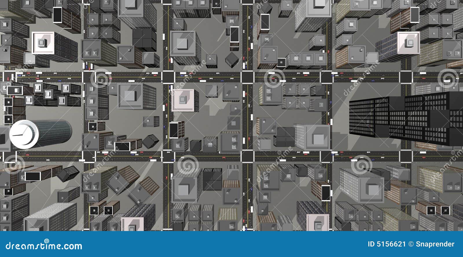 Aerial view of 3D city stock illustration. Illustration of city - 5156621