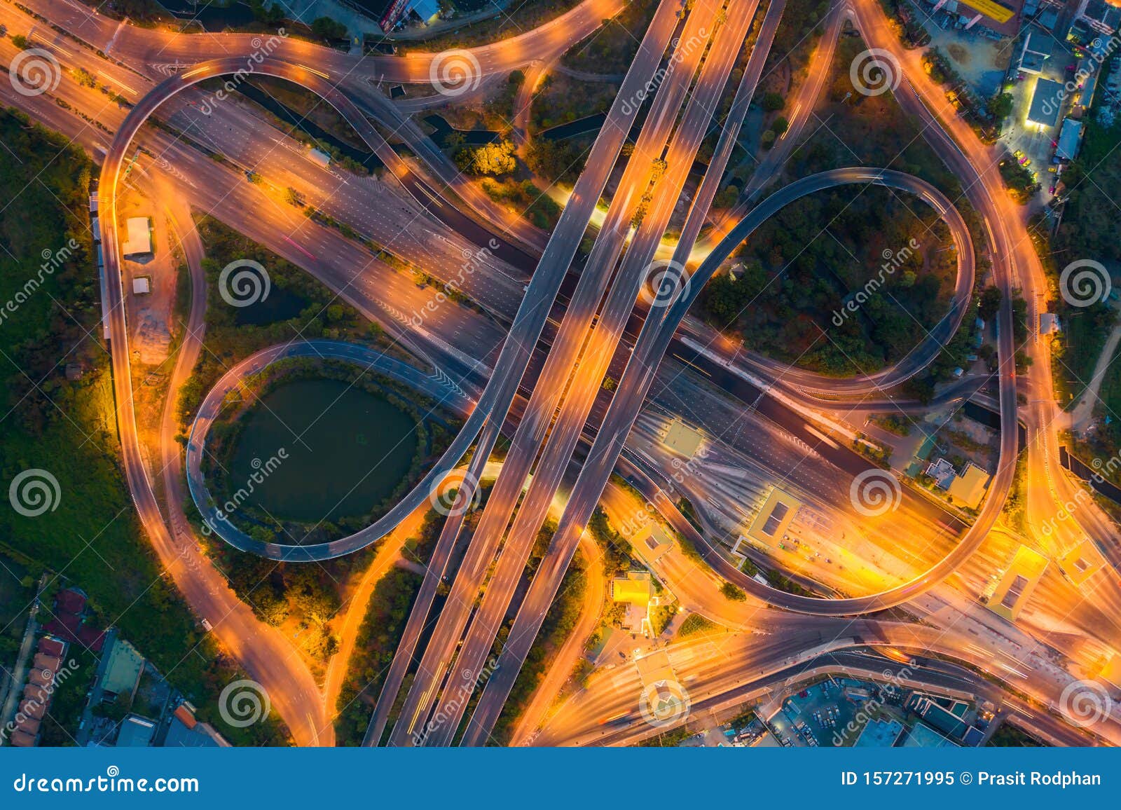 Aerial View Above of Busy Highway Road Junctions at Day. the ...