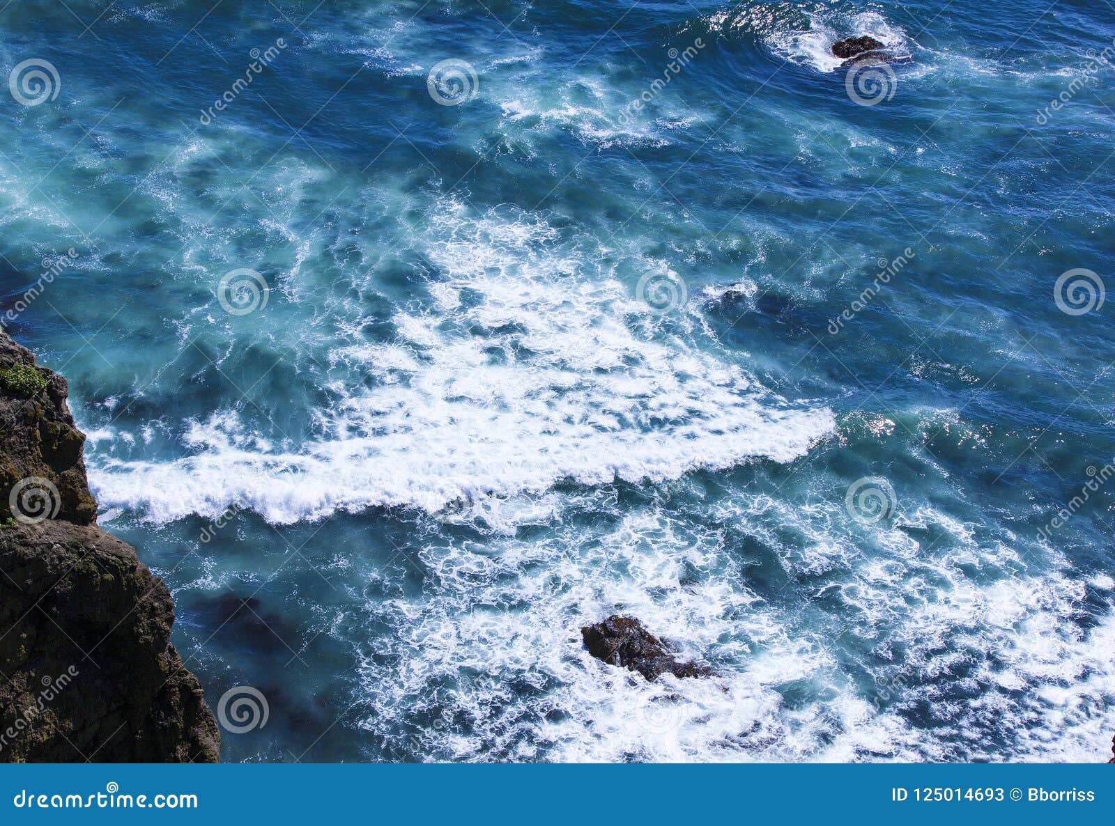 Aerial View from Above of Ocean, Rocks and Water Waves in Pacific Ocean ...