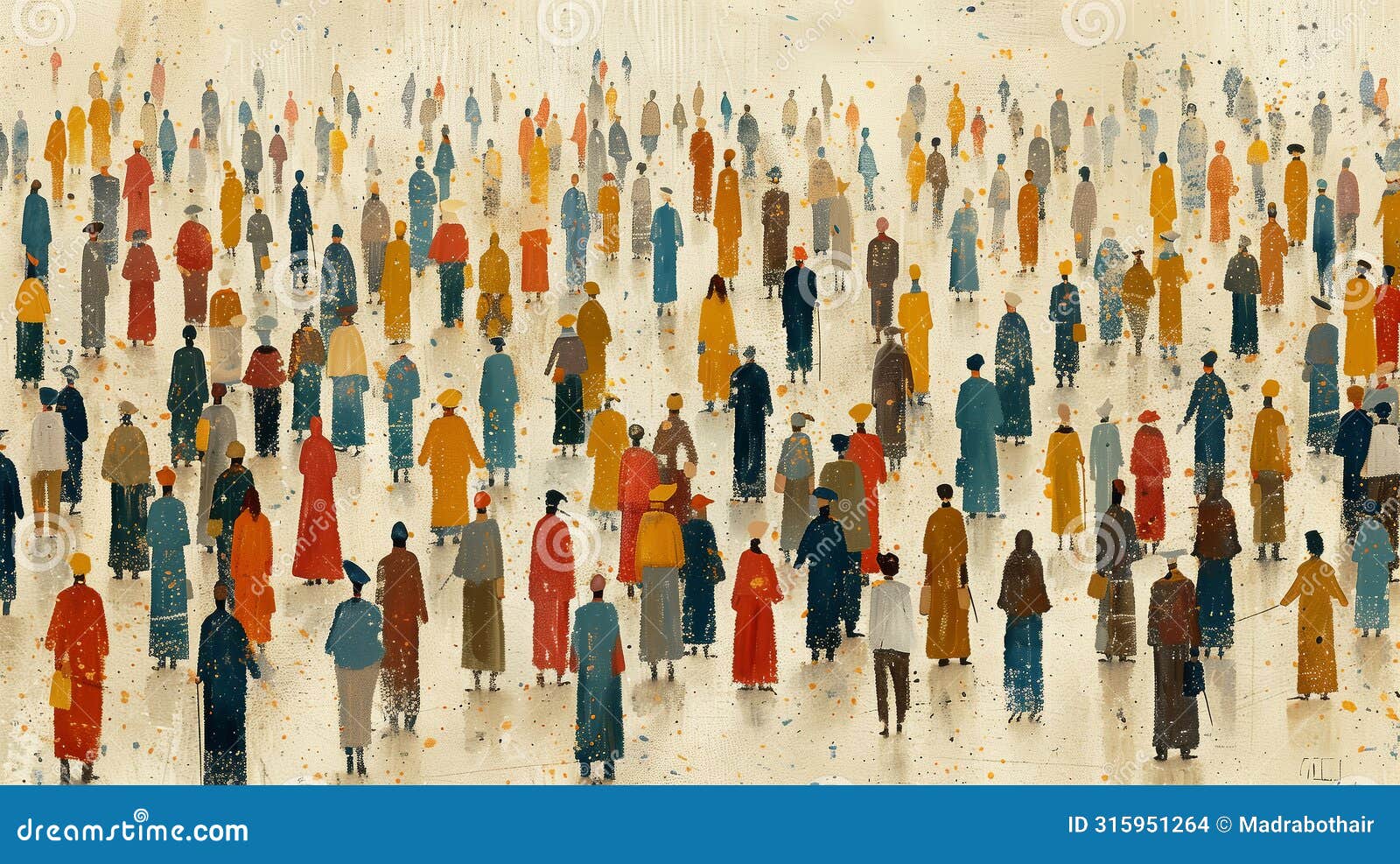 Aerial View of an Abstract Crowd of People, Graphic Illustration Stock ...