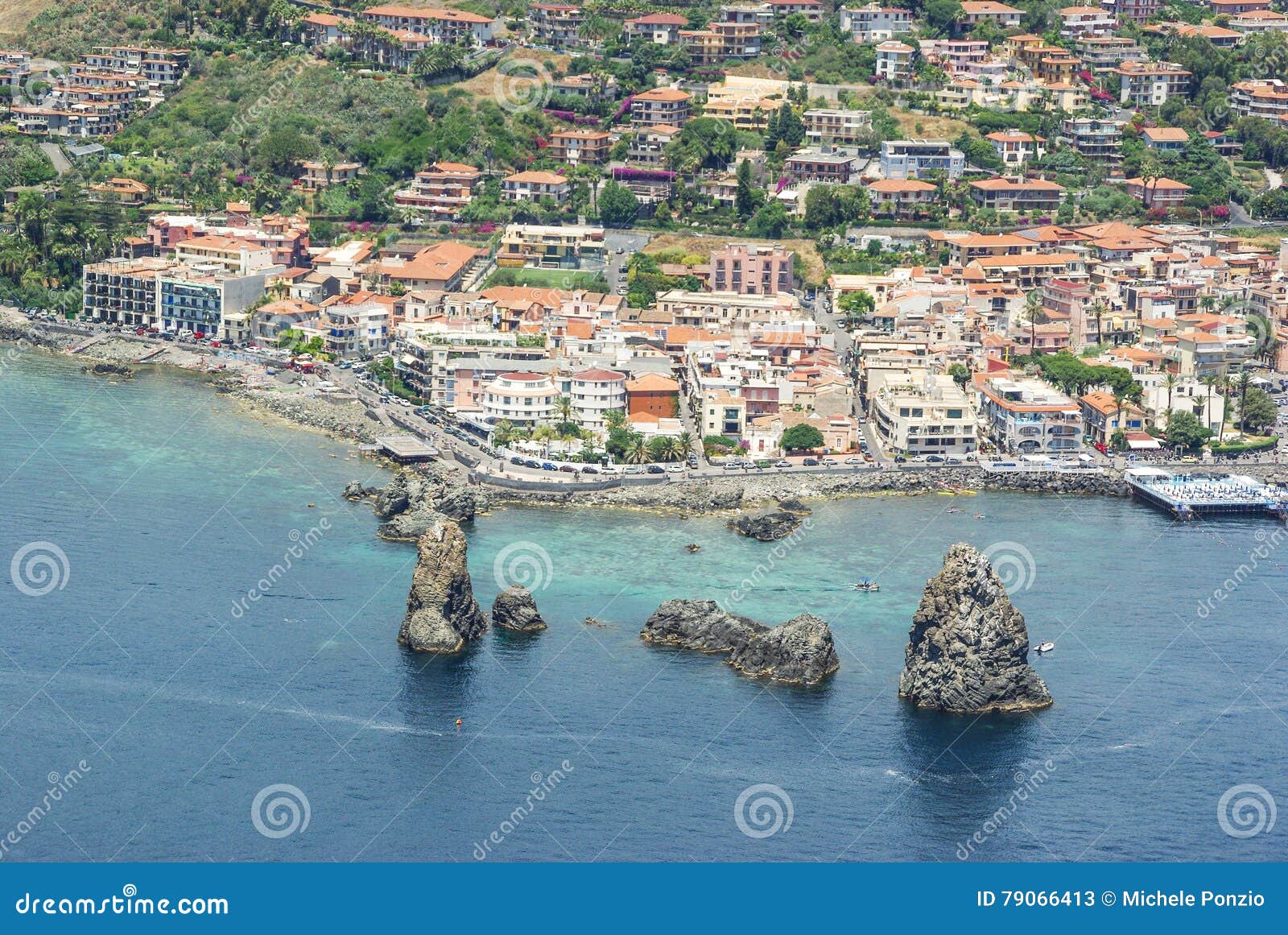 Aerial view of Aci Trezza stock image. Image of dana - 79066413