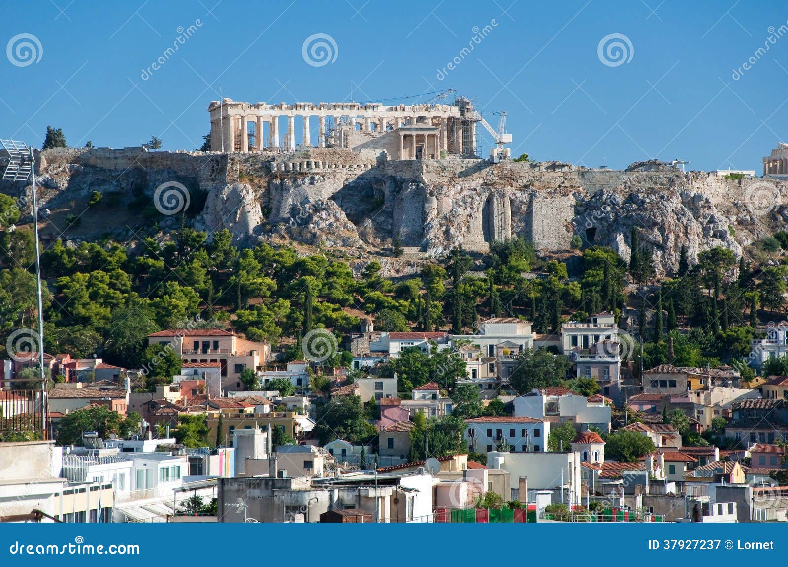 Aerial View of the Acropolis of Athens. Greece. Stock Image - Image of ...
