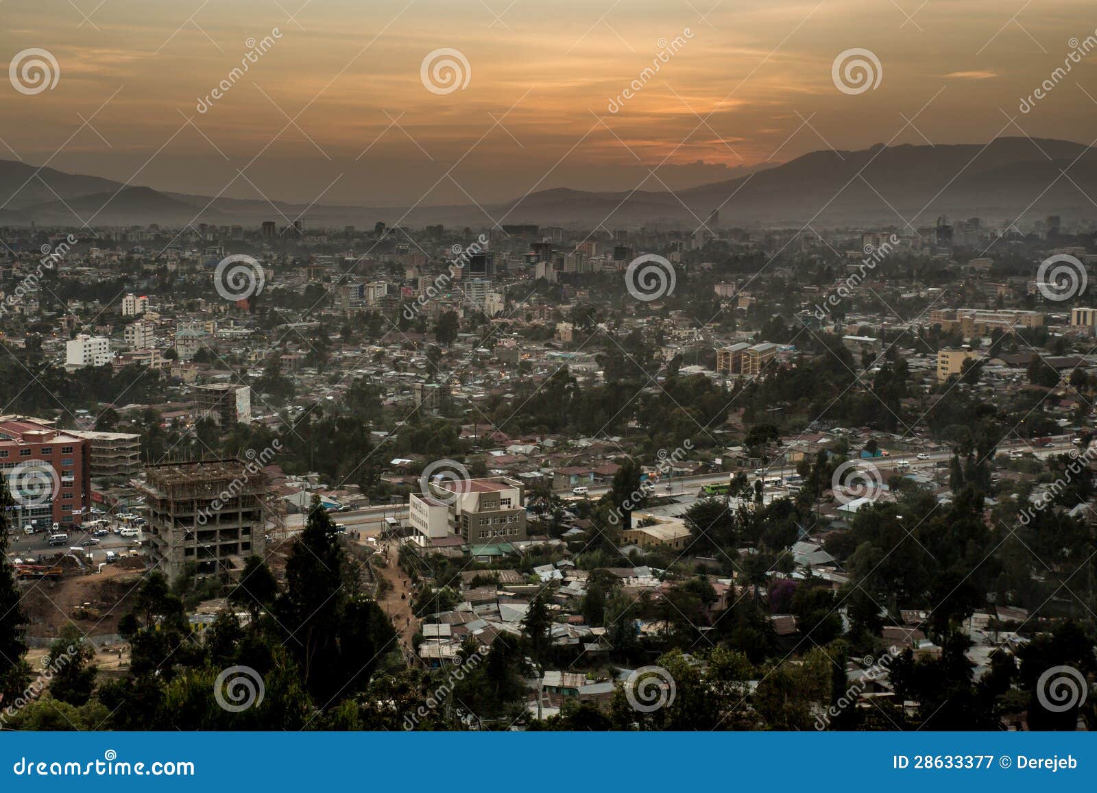 Aerial view of Addis Ababa stock image. Image of night - 28633377
