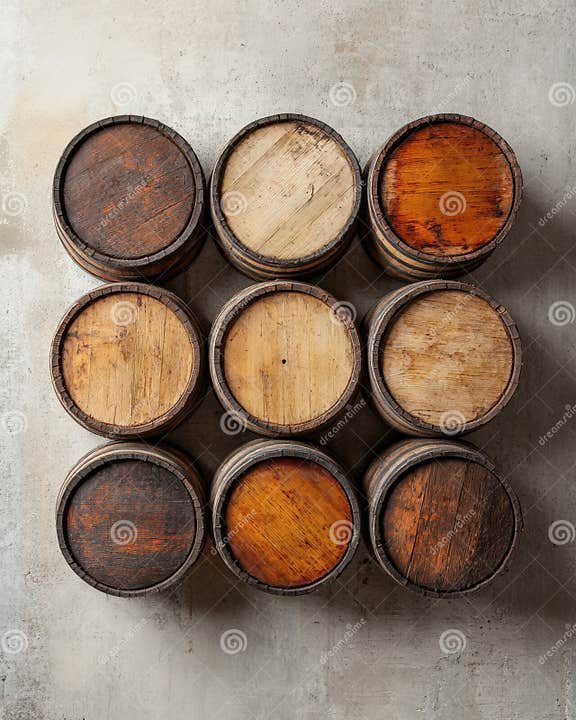 Aerial View of Aged Whisky Casks for Distillery and Beverage Design ...