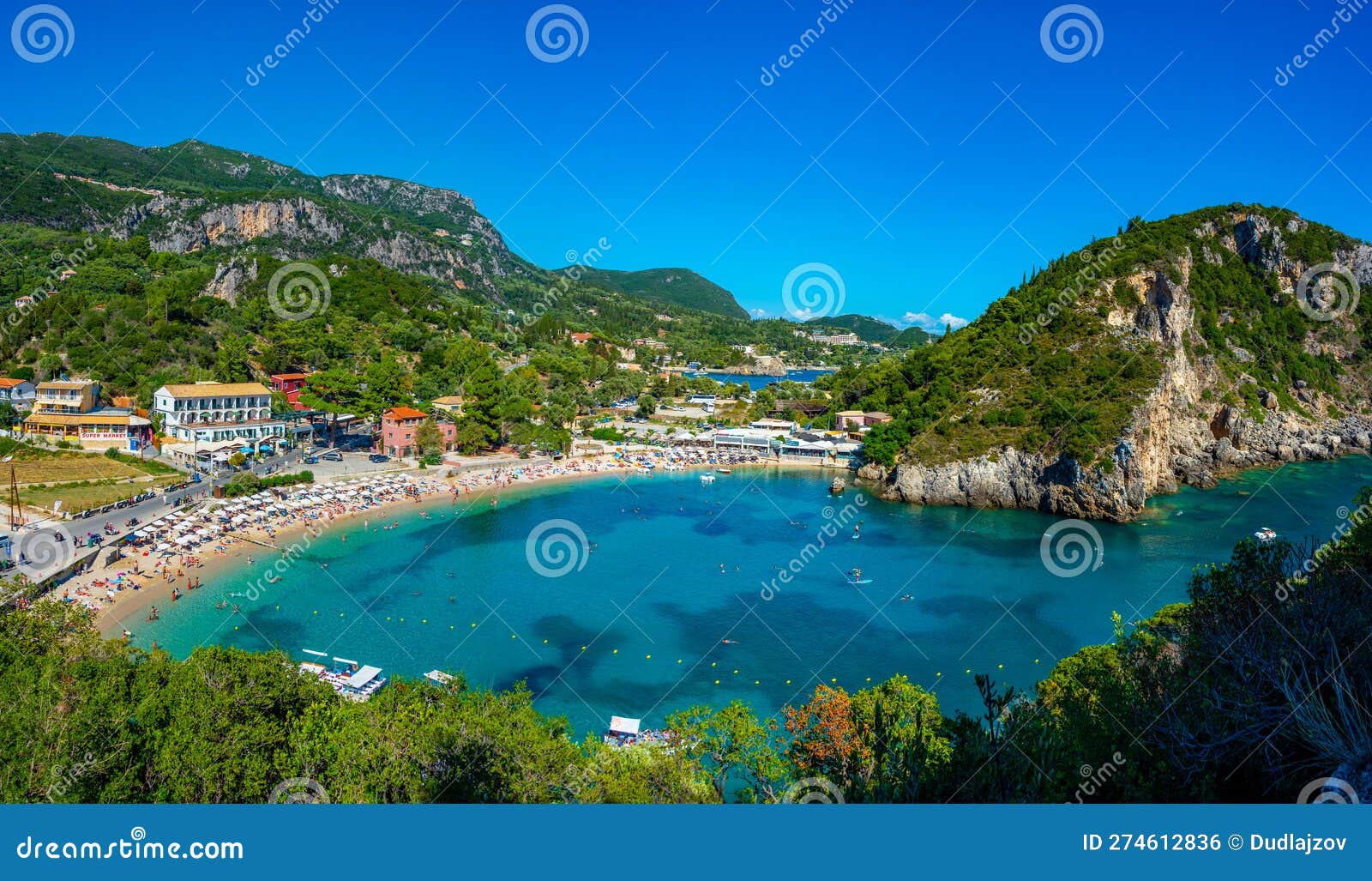 Aerial View of Agios Spiridon Beach at Corfu, Greece Stock Photo ...