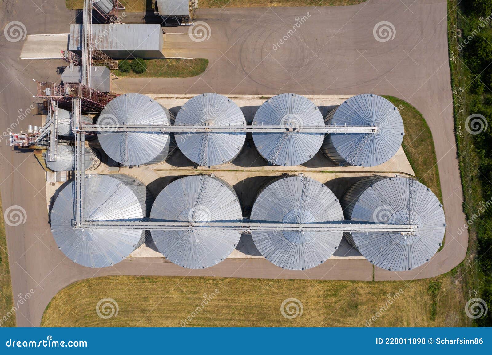 Aerial View of Agricultural Silos Stock Photo - Image of technology ...