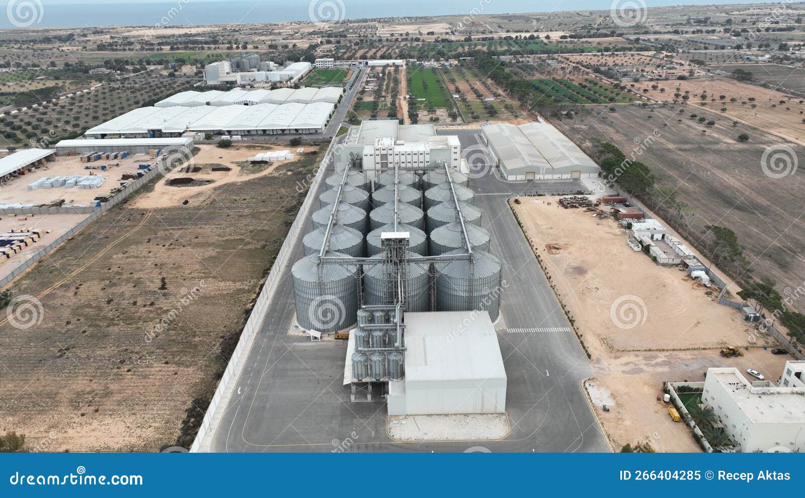 Aerial View of Agricultural Silos. Production of Wheat Stock Image ...