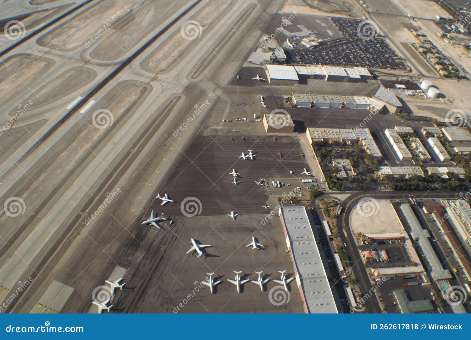 Aerial View of an Air Base with Several Planes and Buildings Stock ...