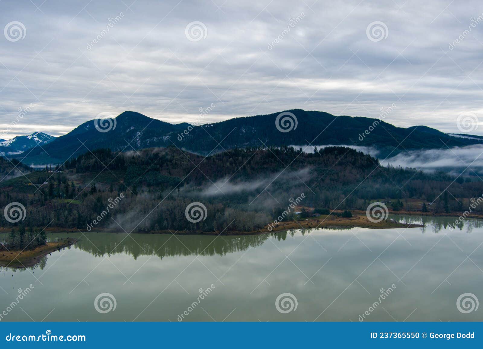 Aerial View of Alder Lake and the Cascade Mountains in Washington State ...