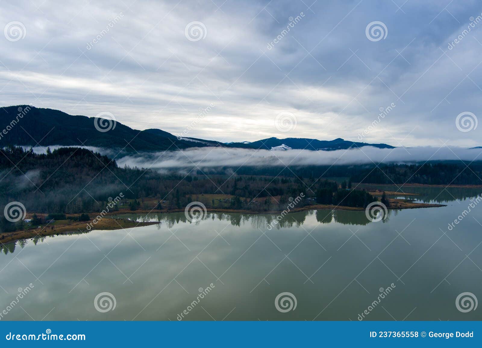 Aerial View of Alder Lake and the Cascade Mountains in Washington State ...