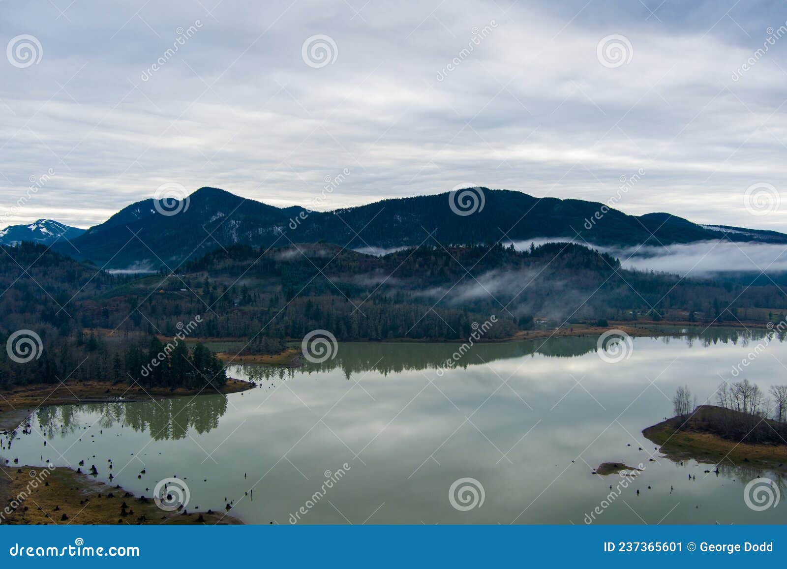 Aerial View of Alder Lake and the Cascade Mountains in Washington State ...