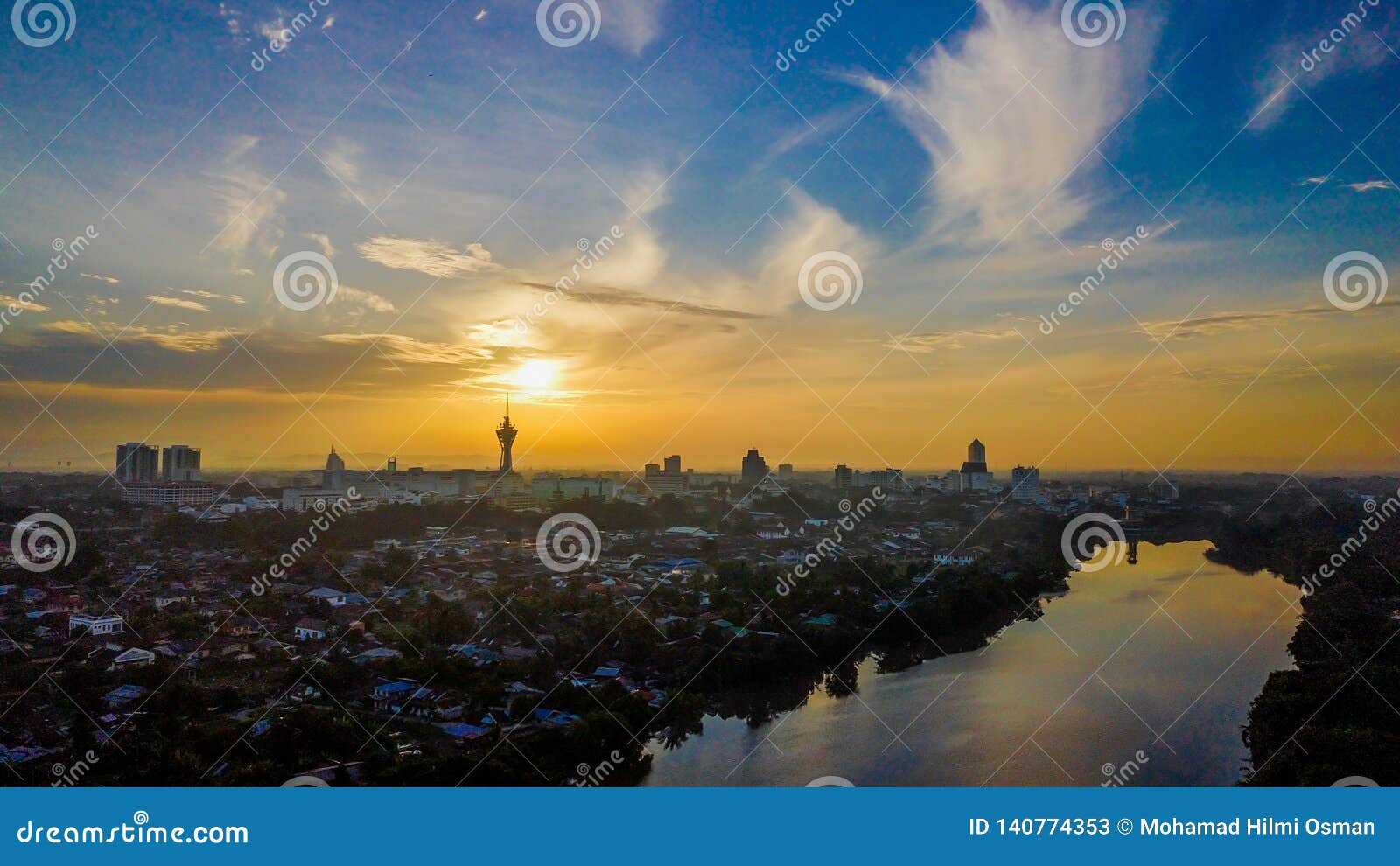Aerial View of Alor Setar during Sunrise Stock Image - Image of white ...