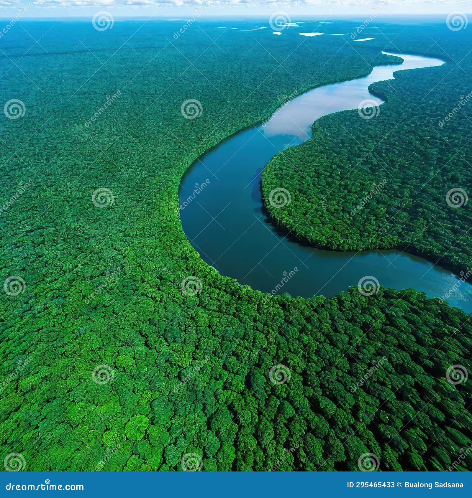 Aerial view of the Amazon stock illustration. Illustration of high ...
