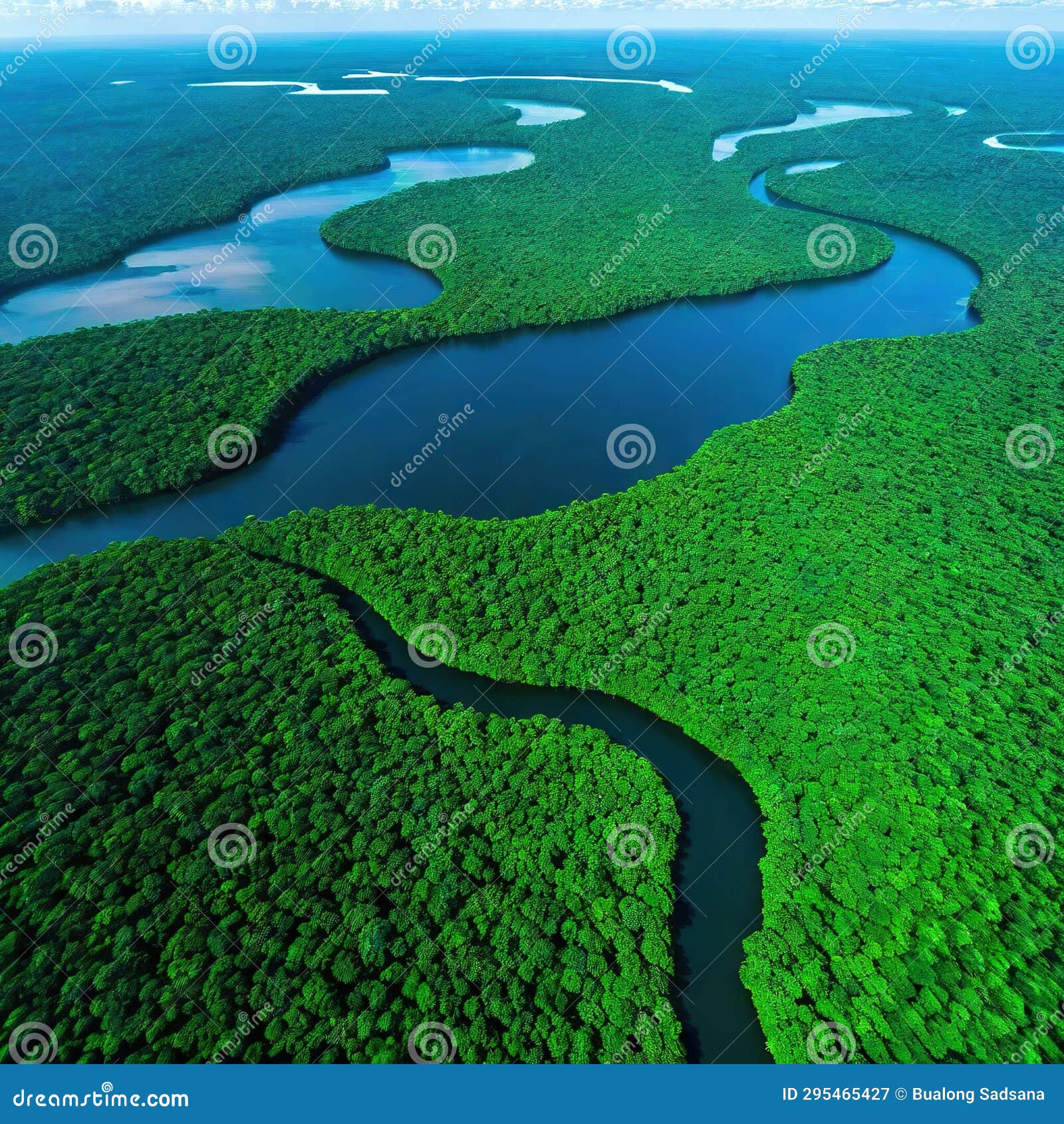 Aerial view of the Amazon stock illustration. Illustration of creative ...