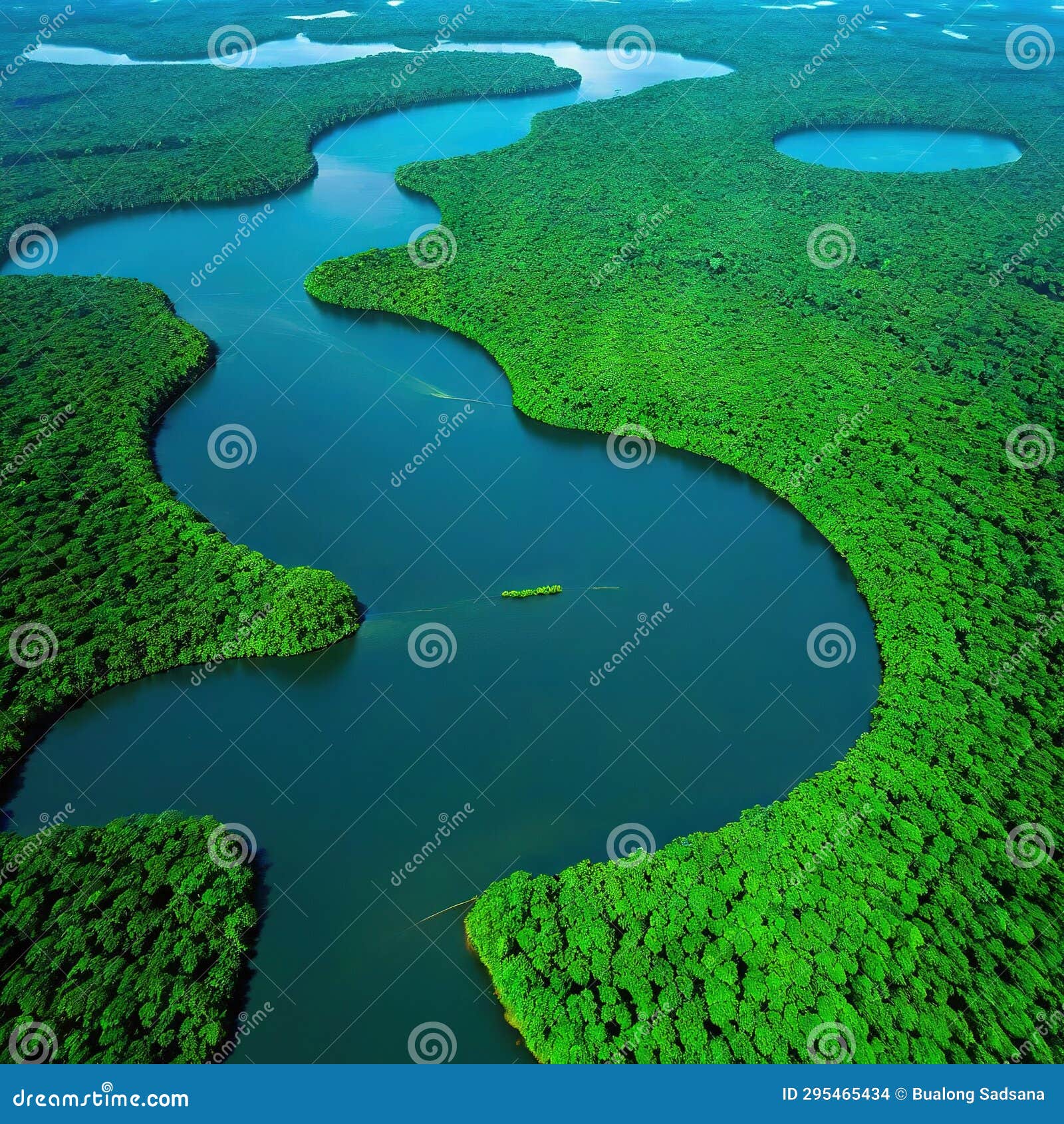 Aerial view of the Amazon stock illustration. Illustration of high ...