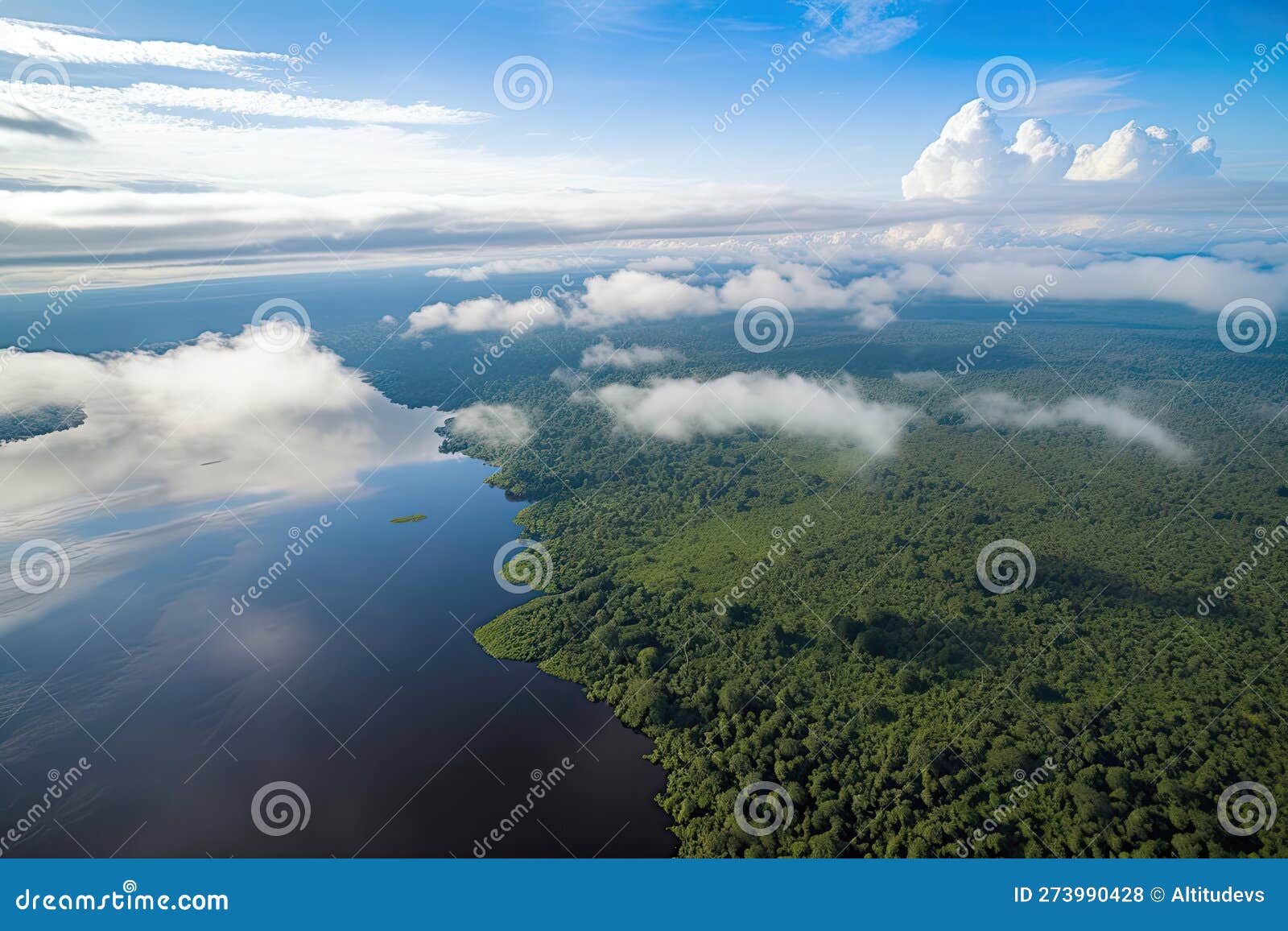 Aerial View of the Amazonas from Above with Clouds in the Background ...