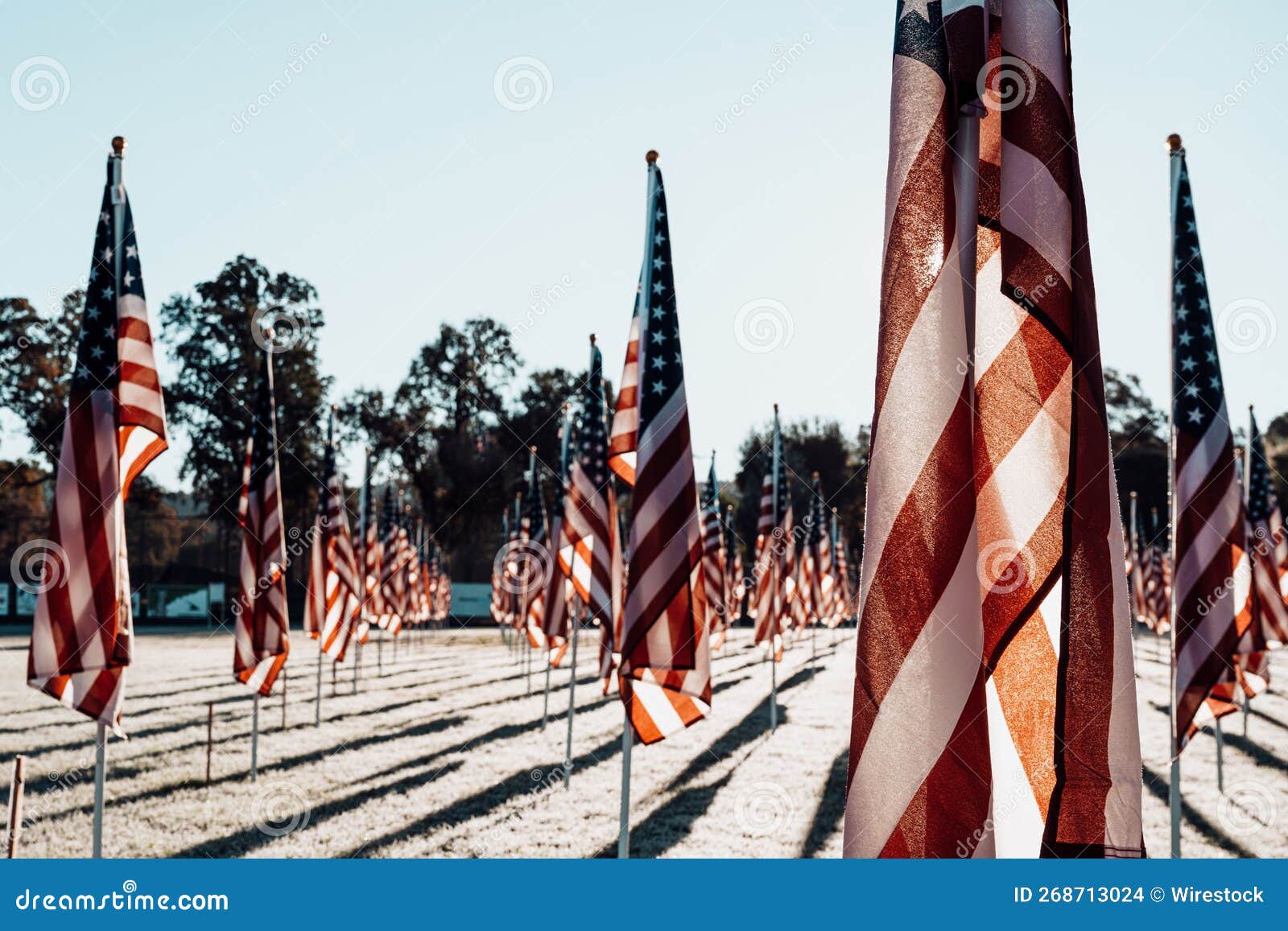 Aerial View of American Flags Stock Photo - Image of view, national ...