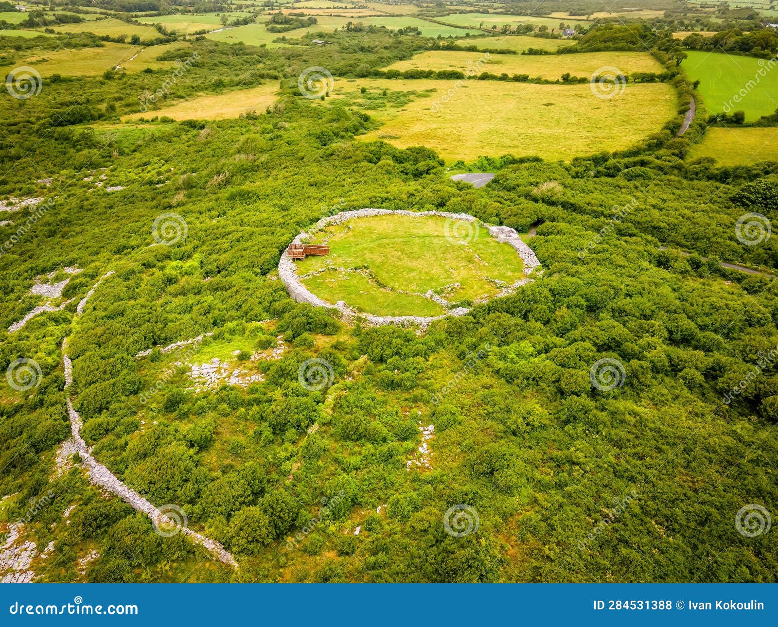Aerial View of Ancient Celtic Stone RingFort Remainings Stock Photo ...