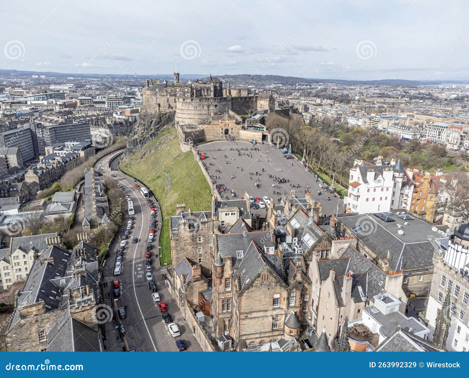 Aerial View of the Ancient Edinburgh Castle in the Morning Stock Image ...
