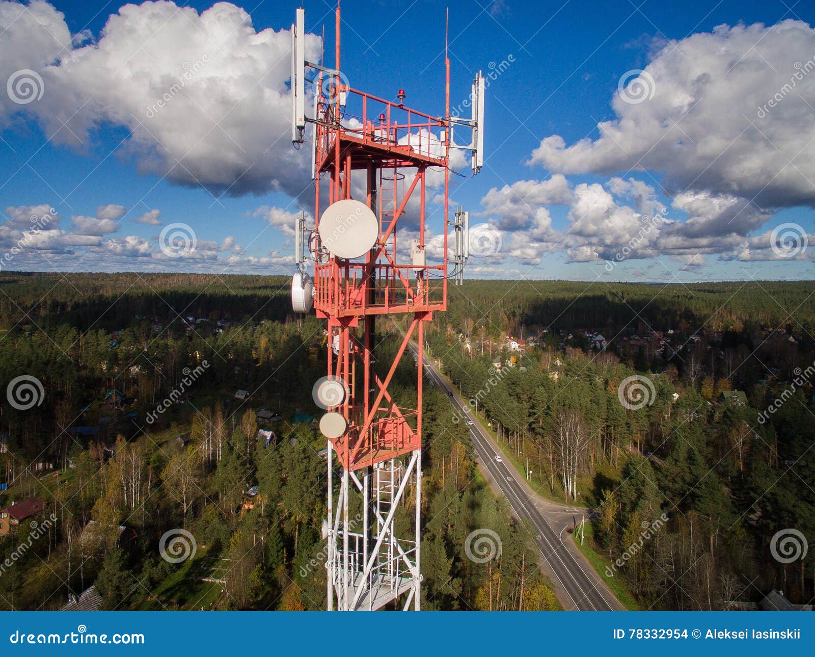Aerial View of Antenna Telecommunication Tower Stock Photo - Image of ...