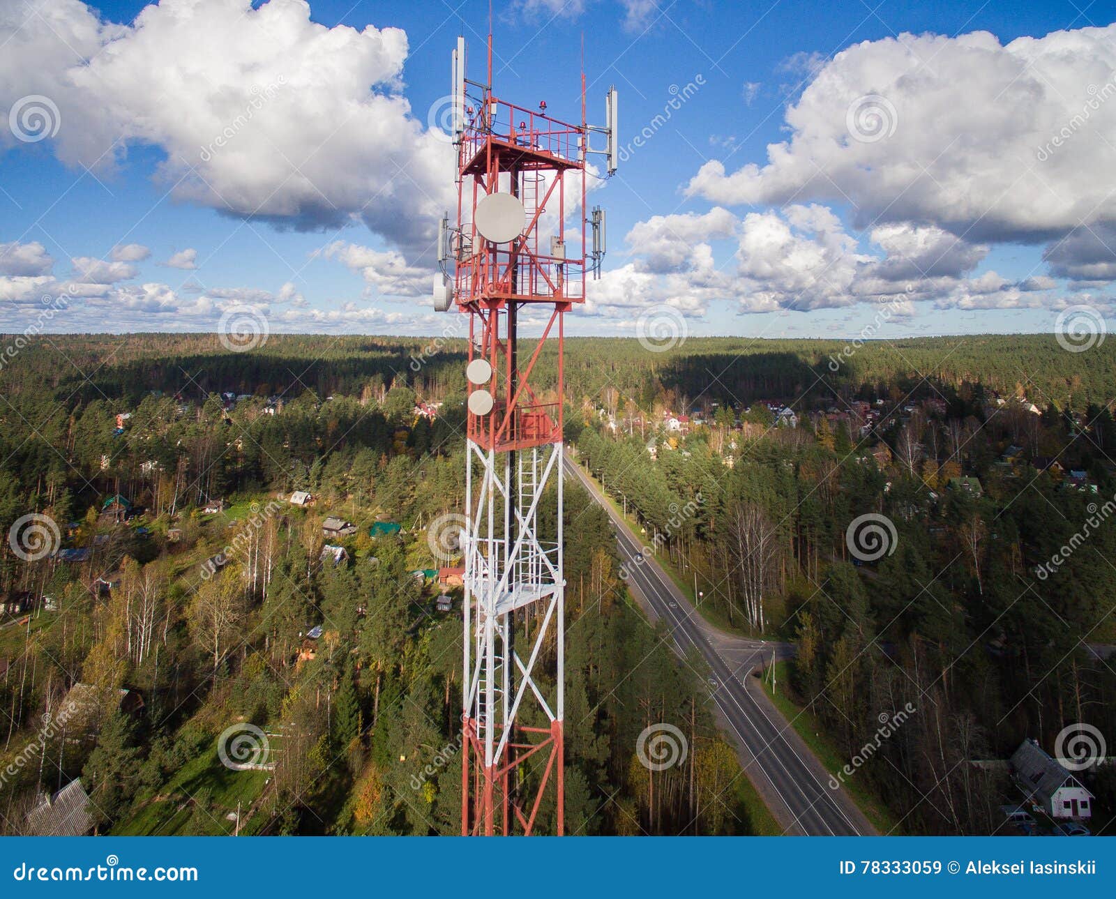 Aerial View of Antenna Telecommunication Tower Stock Image - Image of ...