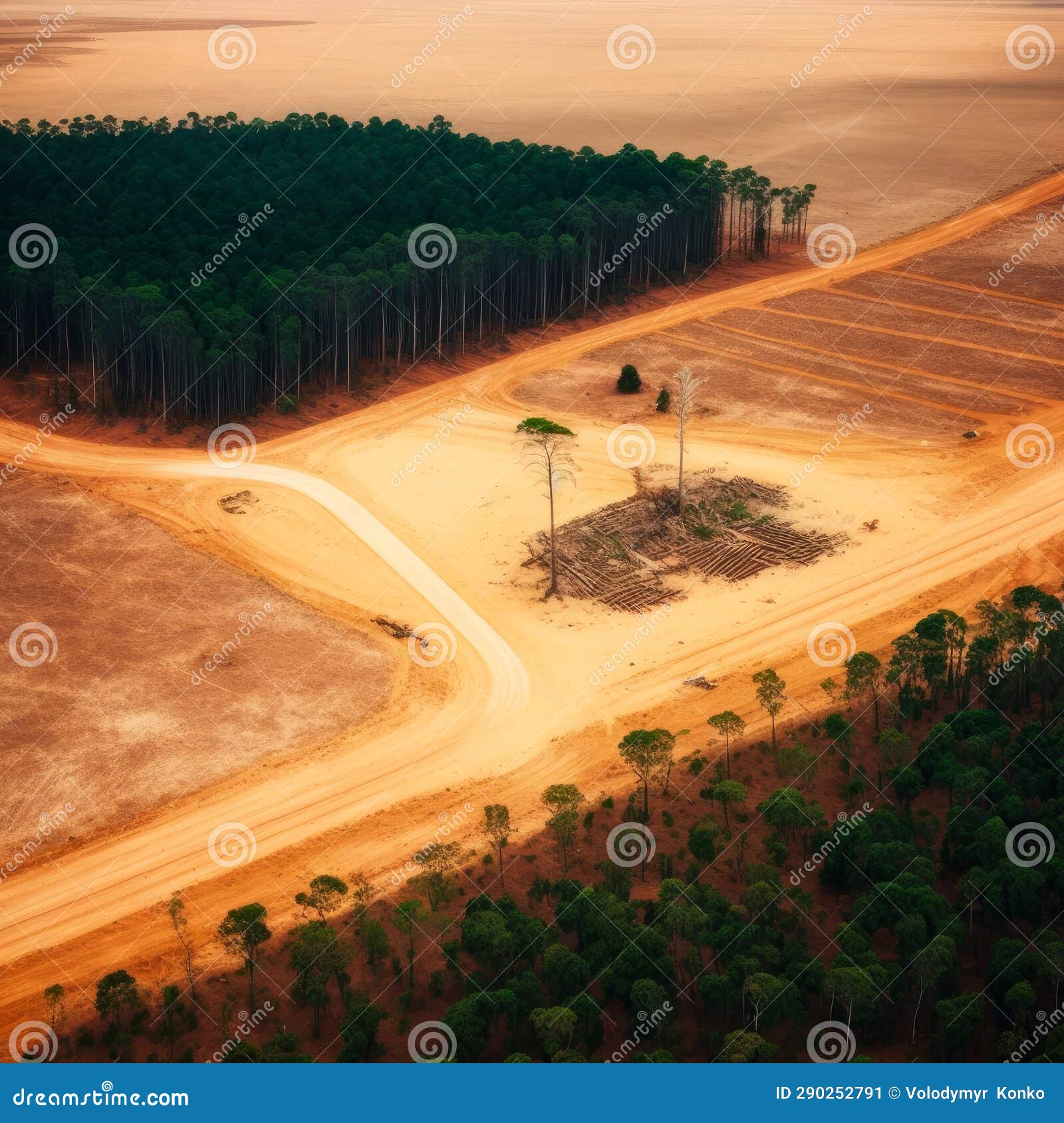 Aerial View of an Area of Deforestation. Generative Ai Stock Image ...