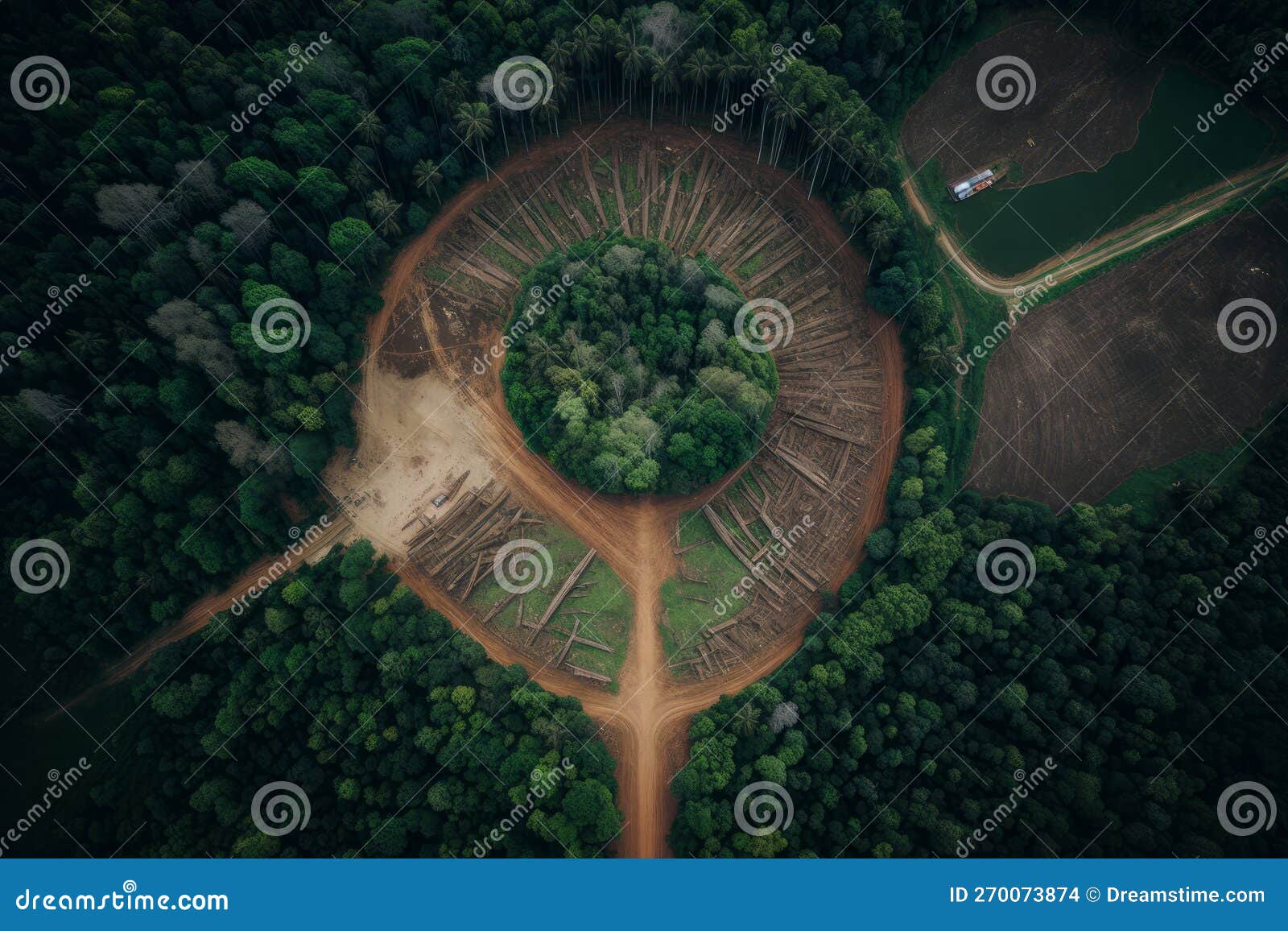 Aerial View of an Area of Deforestation. Generative Ai Stock ...