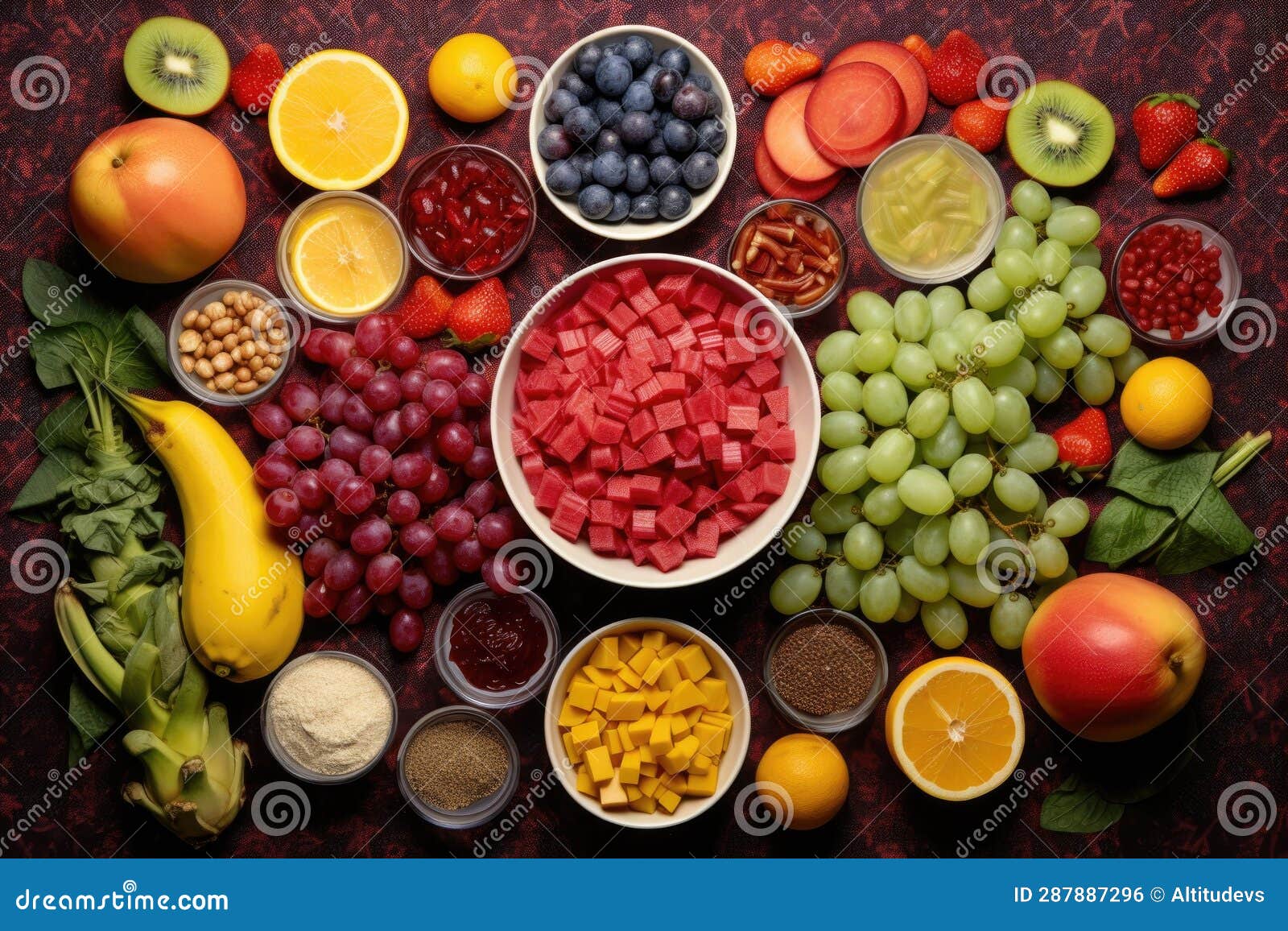 Aerial View of Arranged Fruit Salad Ingredients Stock Photo - Image of ...