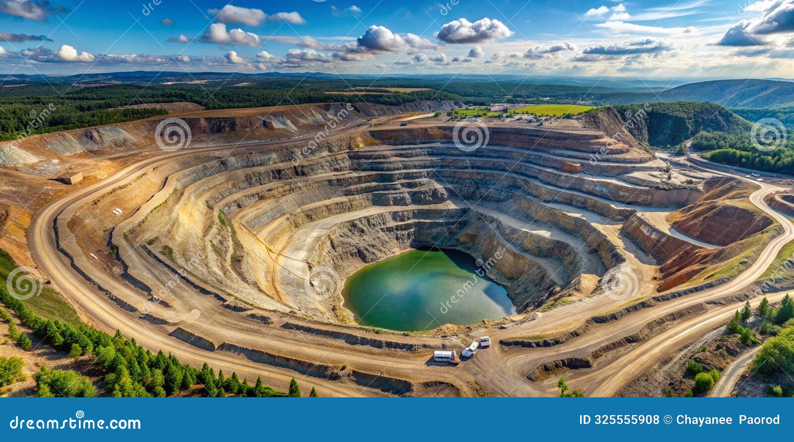 Aerial View of Asbestos Opencast Mining Quarry View from Above Panorama ...