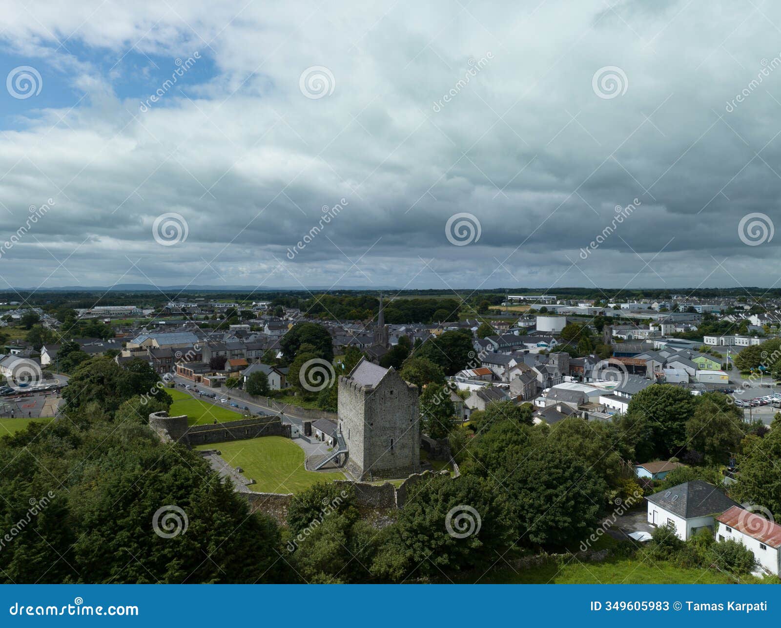 Aerial View of Athenry Castle Tower House Stock Image - Image of river ...