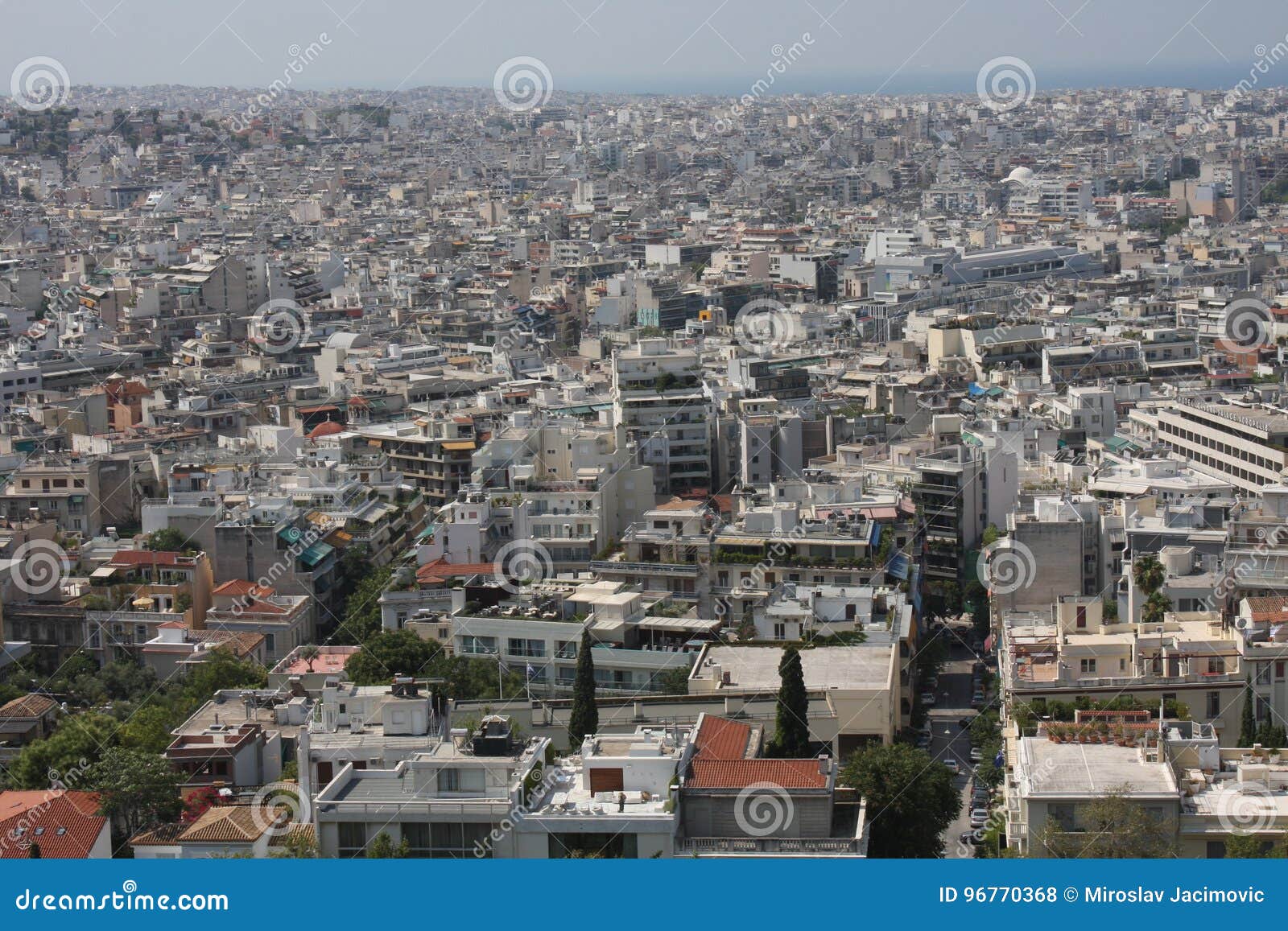 Aerial View of Athens, Greece Stock Photo - Image of district ...