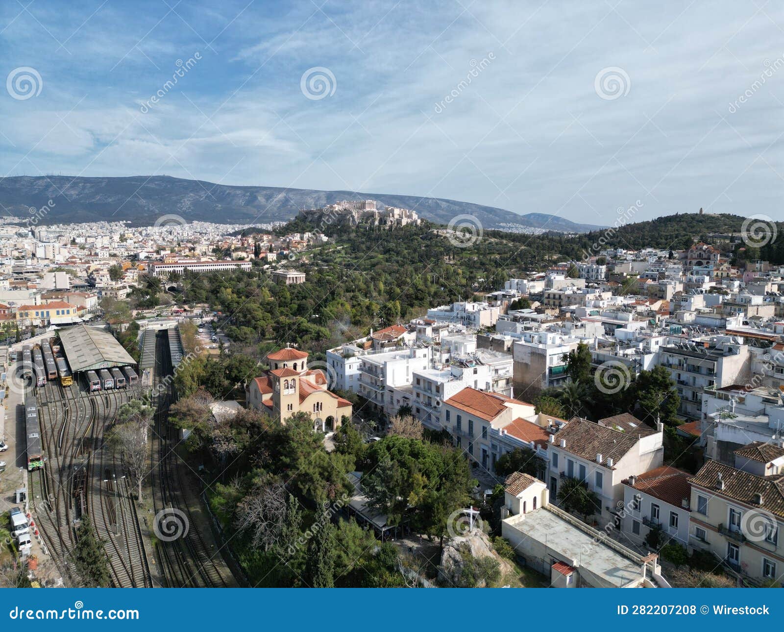 Aerial View of the Athens Skyline with the Acropolis in the Background ...