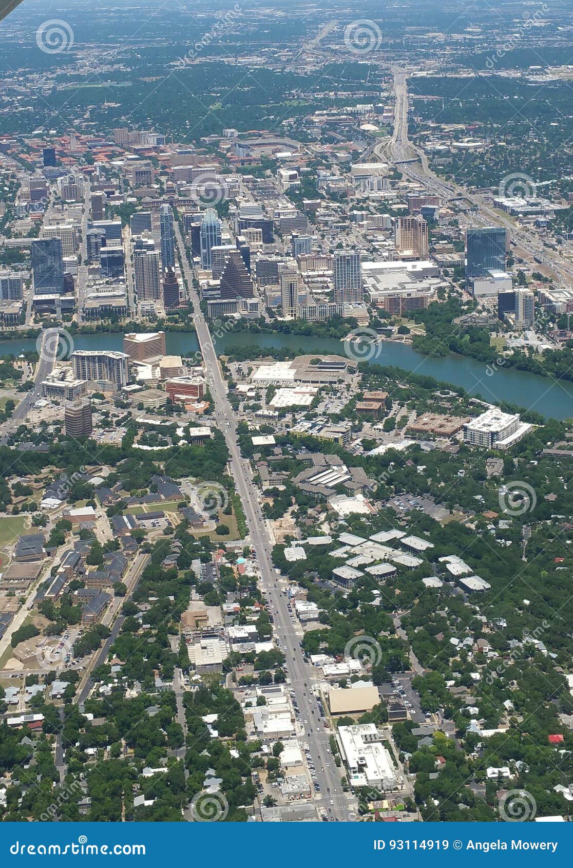 Aerial View of Austin, Texas Stock Image - Image of streets, airplane ...