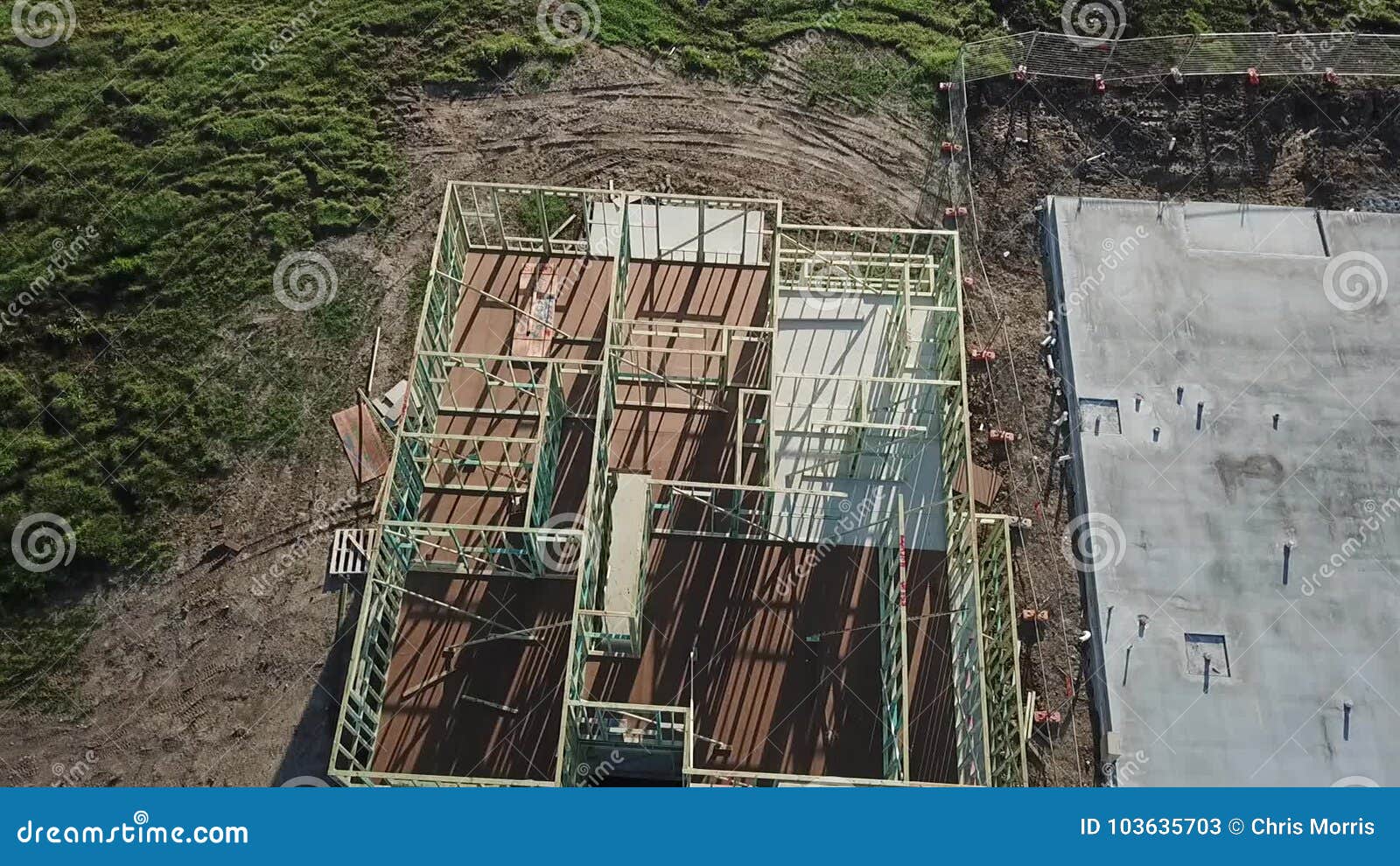 Aerial View Australian Construction Site Home and Concrete Slab Stock ...