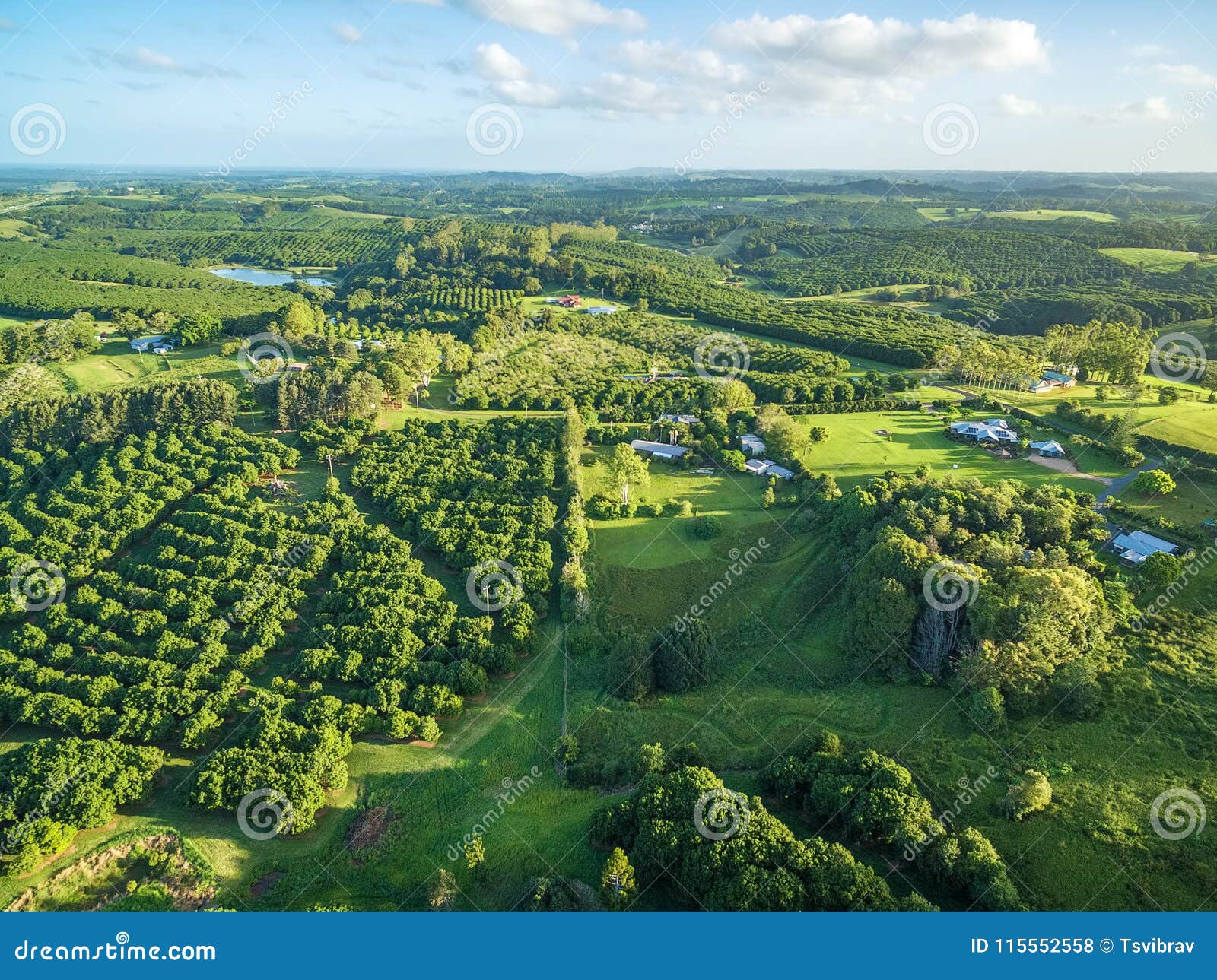 Aerial View of Australian Countryside at Sunset. Stock Photo - Image of ...