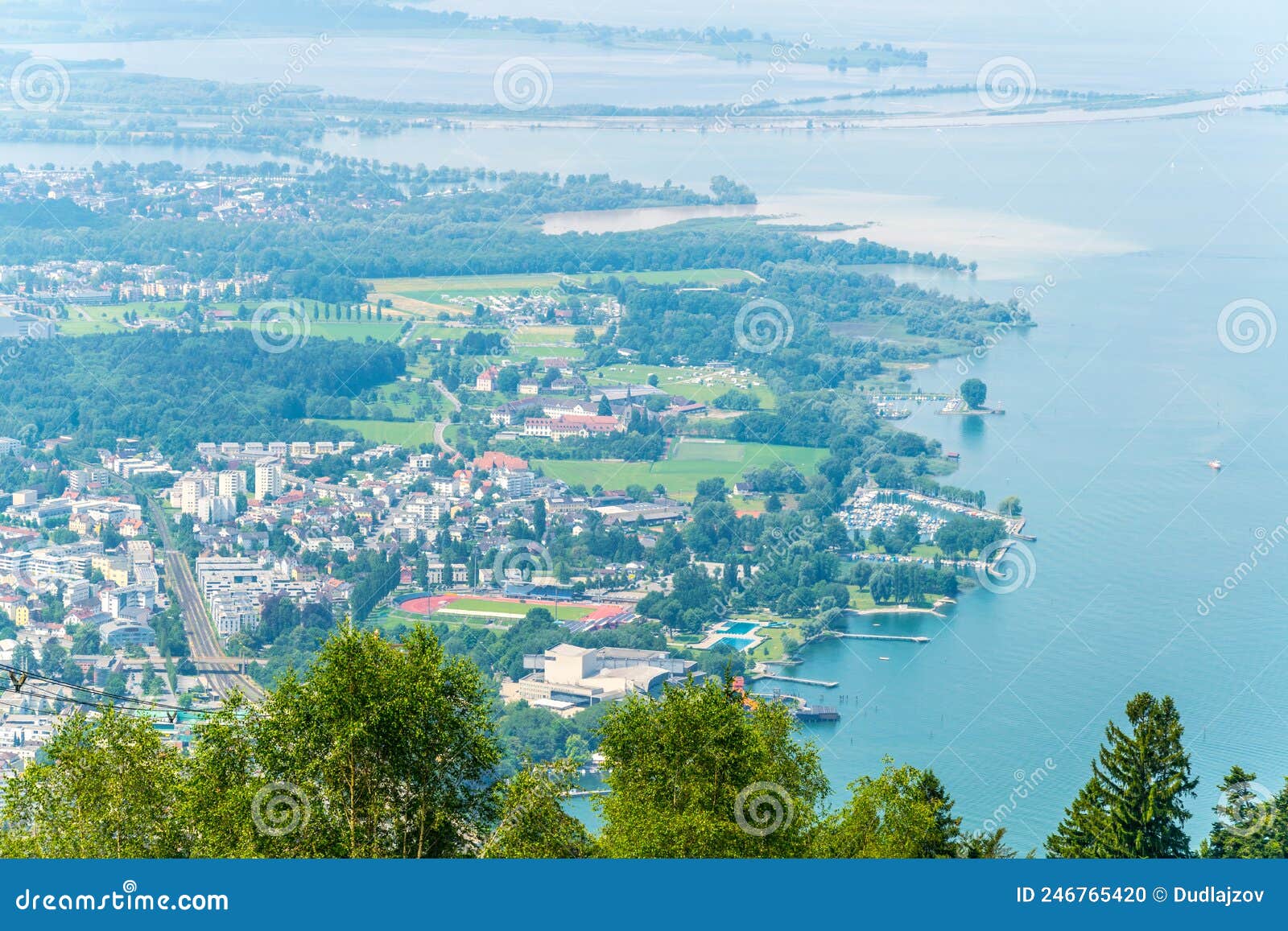 Aerial View of the Austrian City Bregenz Situated on the Bodensee Lake ...